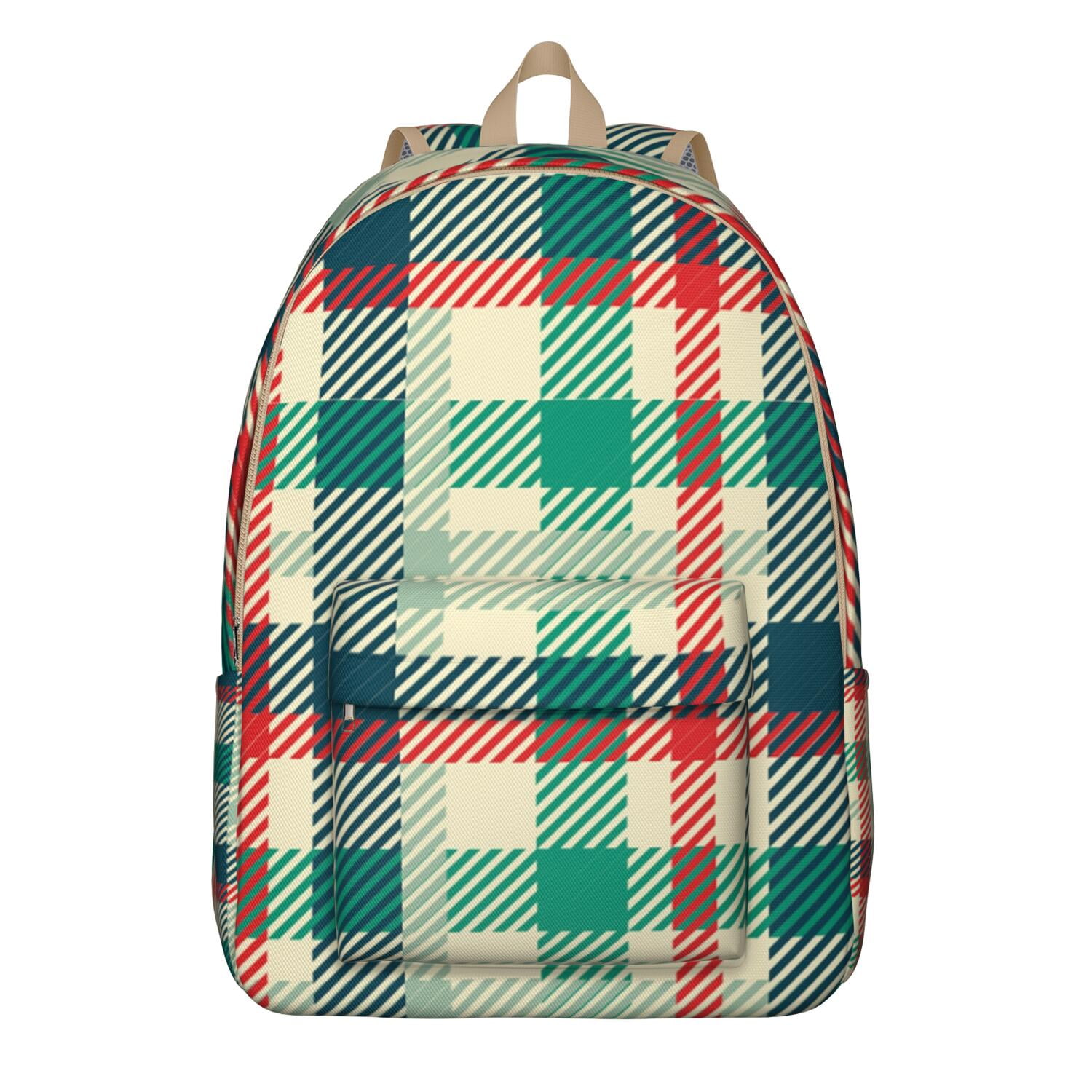 Lightweight Waterproof Backpack with Colorful Checkered and Retro Plaid ...
