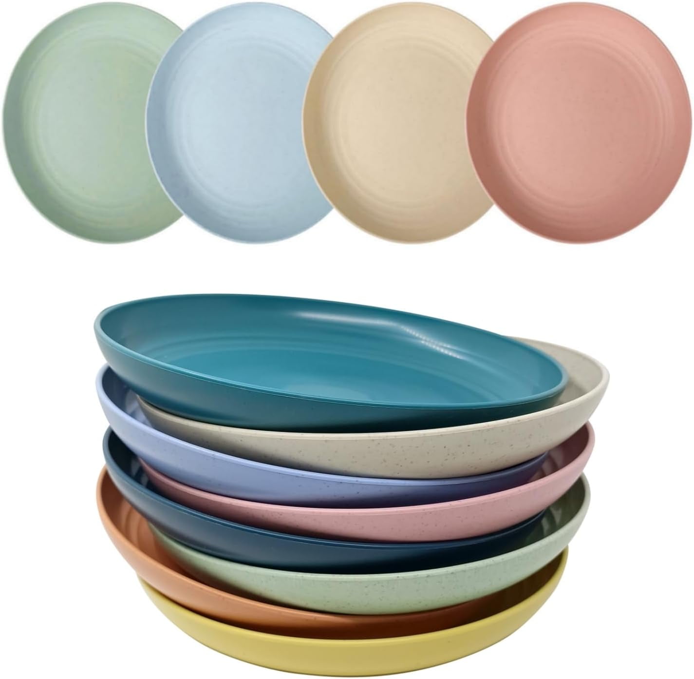 Lightweight Wheat Straw Plates Unbreakable Dinner Dishes Plates Set ...
