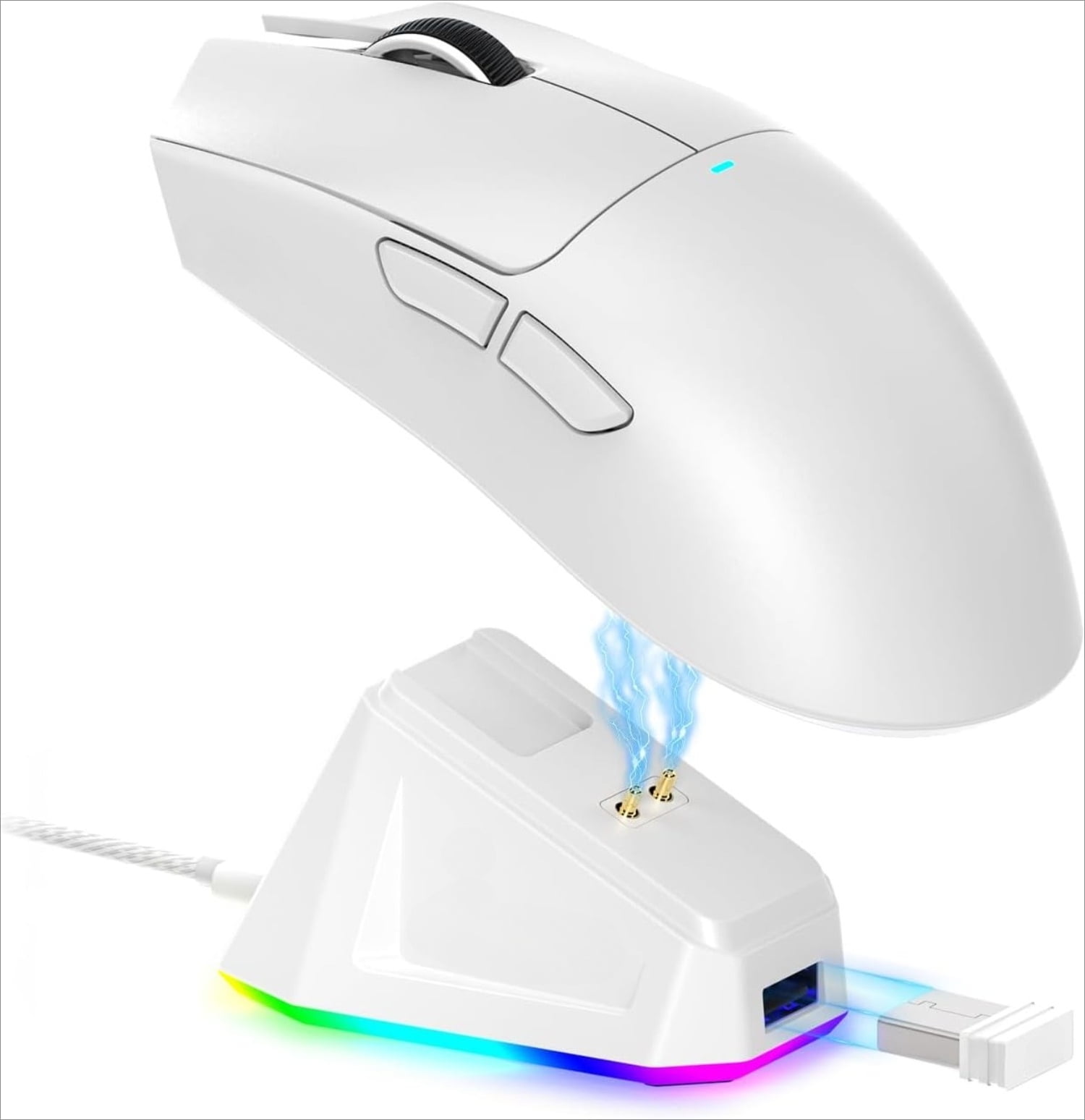 Lightweight Wireless Gaming Mouse with RGB Charging Dock,Tri-Mode-2.4G ...