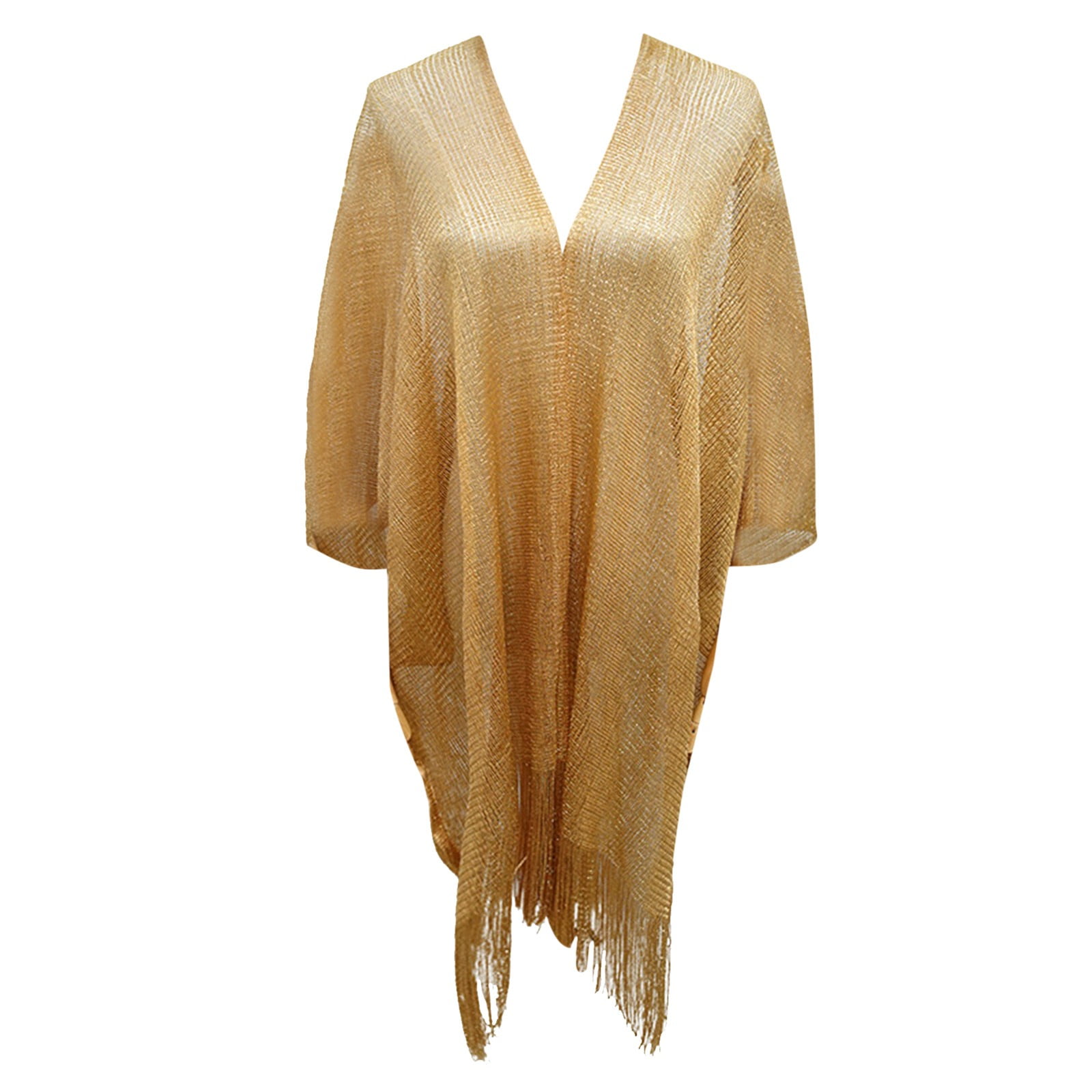 Lightweight Women's Wraps Ladies Shawl Gold Loose Cardigan Sunscreen ...