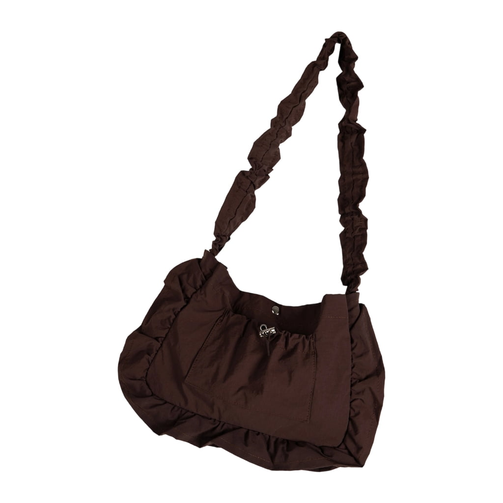 Lightweight Wrinkles Texture Shoulder Bag with Ruffle Detail And Multi ...