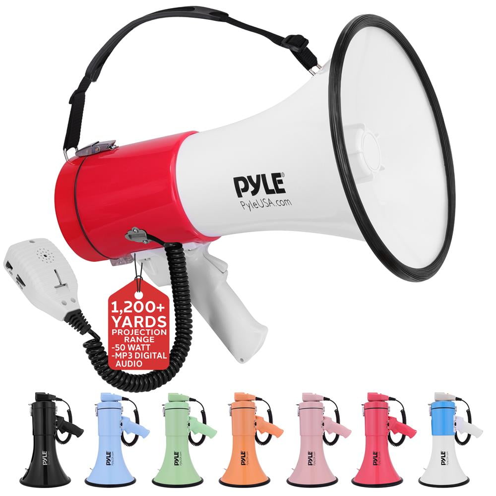 Lightweight and Portable Bullhorn Megaphone, Aux (3.5mm) Input for MP3 ...