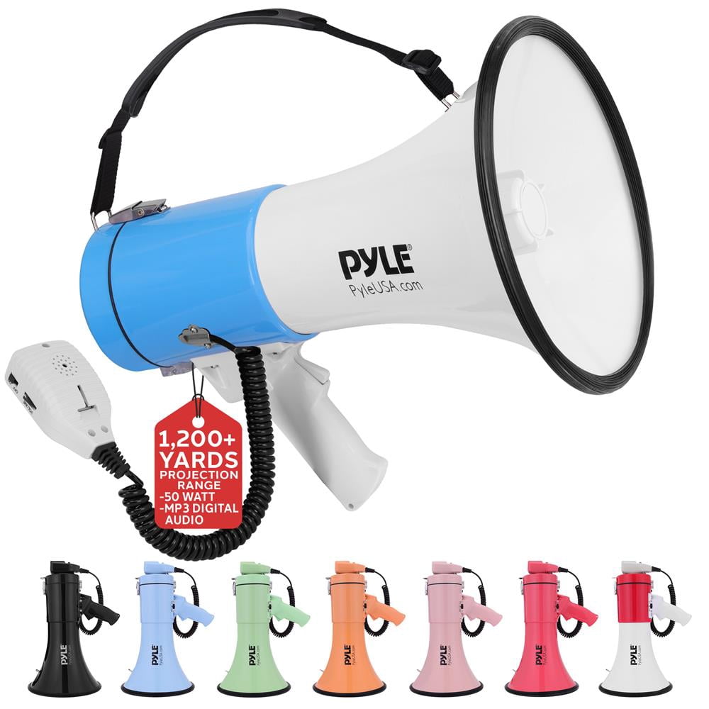 Lightweight and Portable Bullhorn Megaphone, Aux (3.5mm) Input for MP3 ...