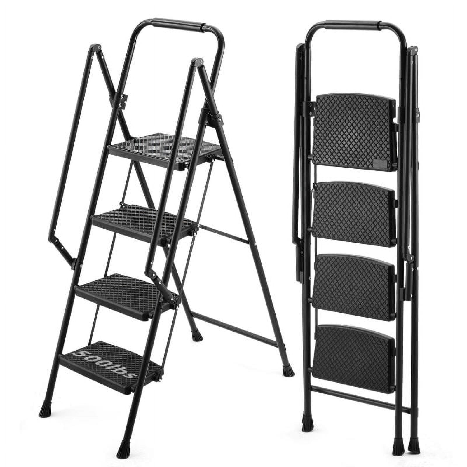 Lightweight folding ladder with steel frame structure and anti-slip ...