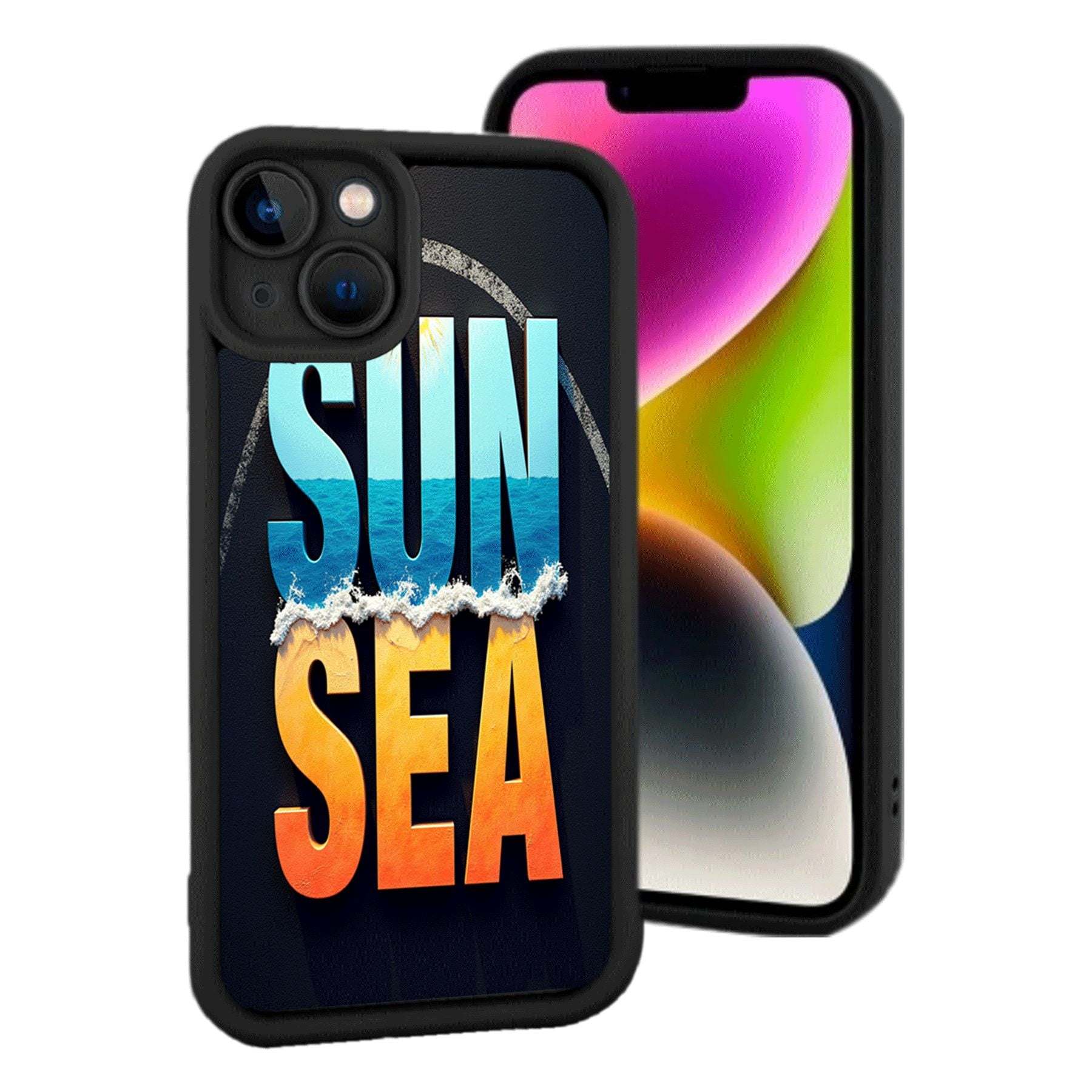 Lightweight iPhone 15 Case - Bold ' SUN SEA ' Design with Gradient ...