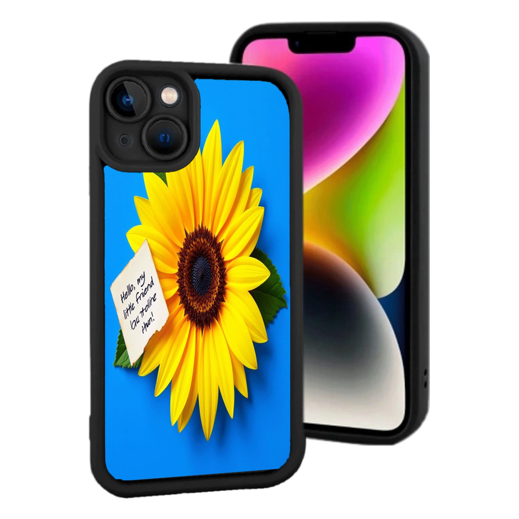 Lightweight iPhone 15 Case - Bright Yellow Sunflower Design with Dark ...