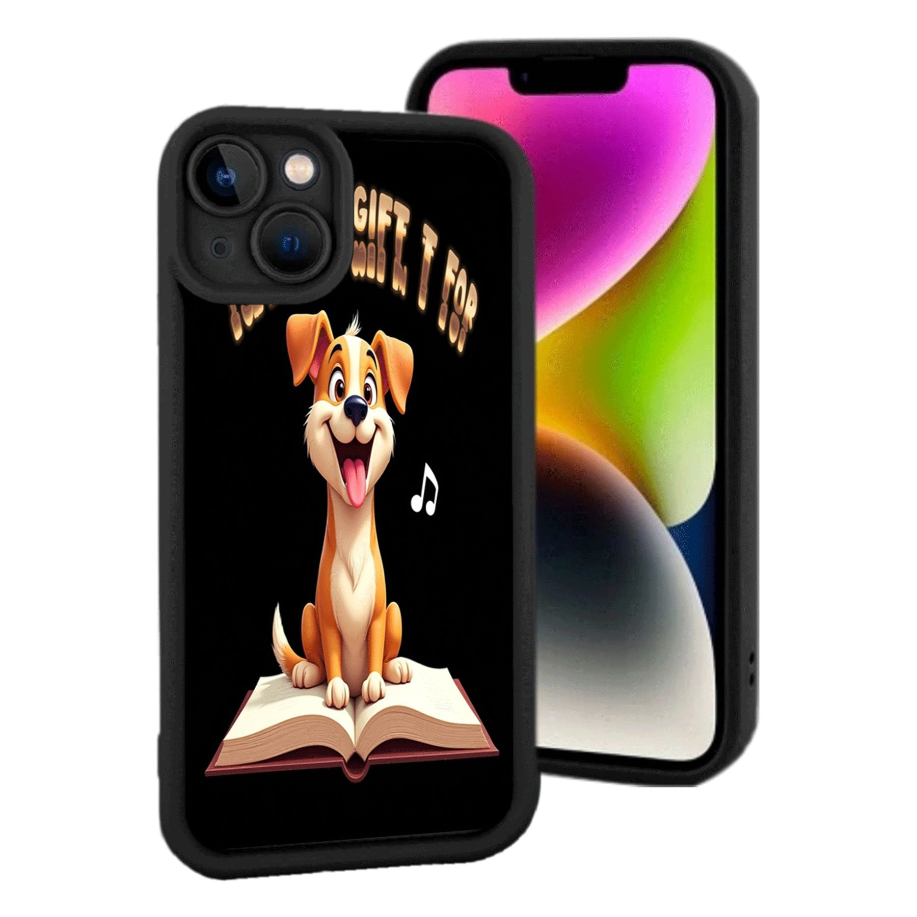 Lightweight iPhone 15 Case - Cheerful Cartoon Dog on Open Book with ...