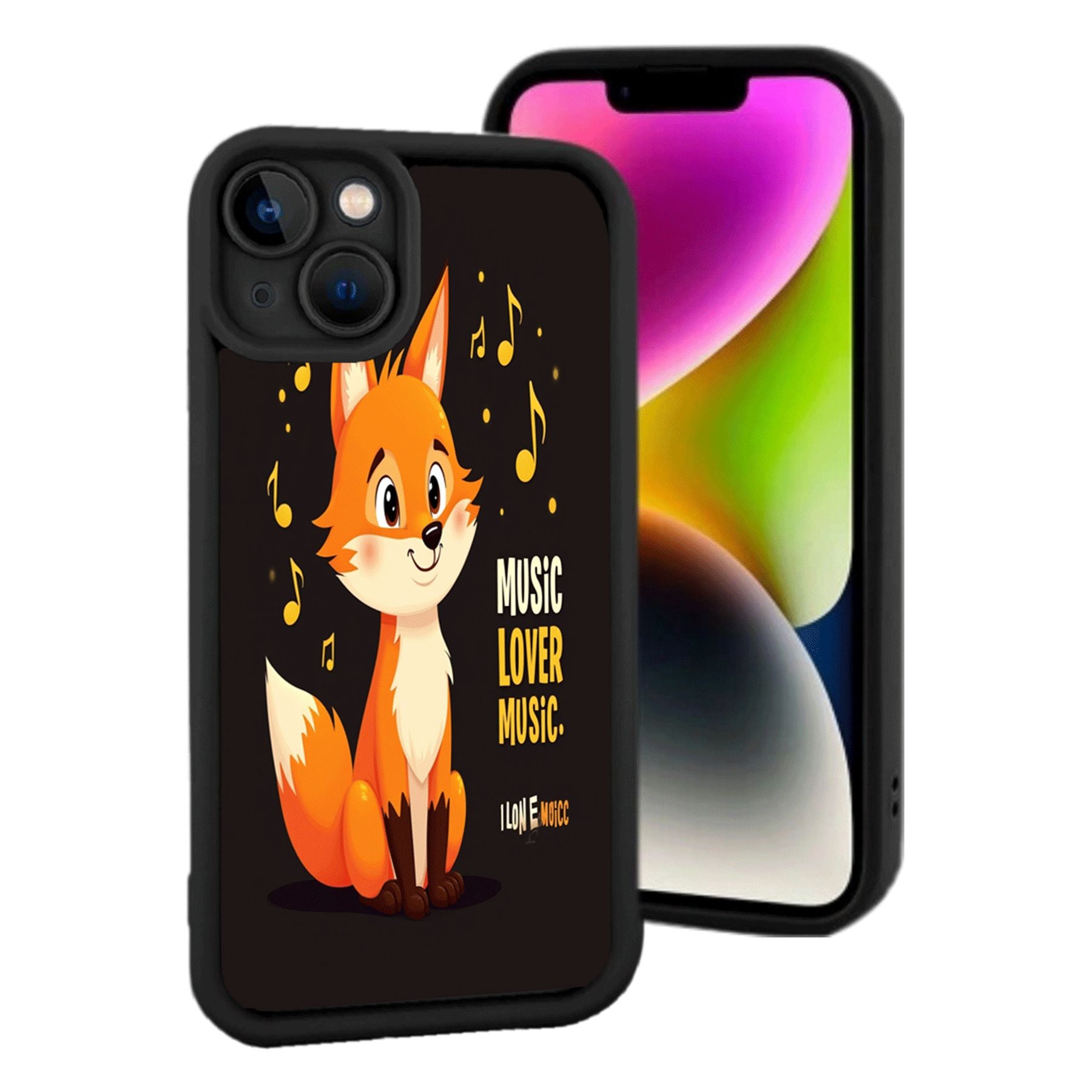 Lightweight iPhone 15 Case - Cheerful Cartoon Fox with Musical Notes ...