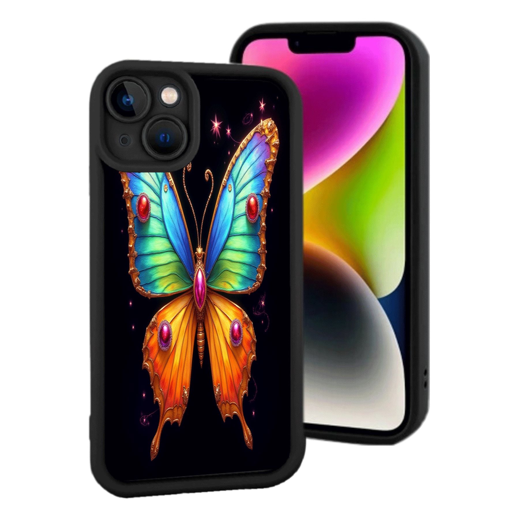 Lightweight iPhone 15 Case - Colorful Butterfly Design with Vibrant ...