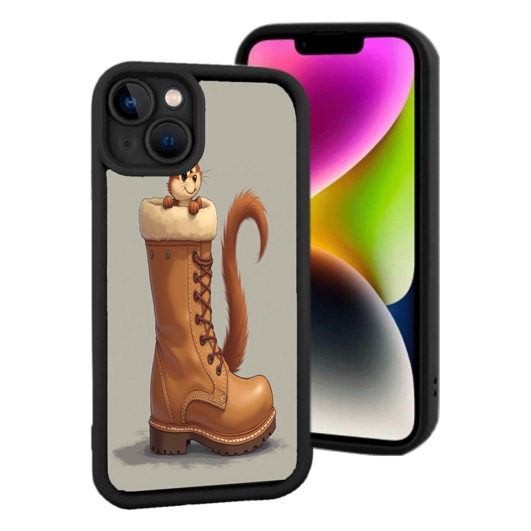 Lightweight iPhone 15 Case - Cute Squirrel Peeking from Tall Boot with ...