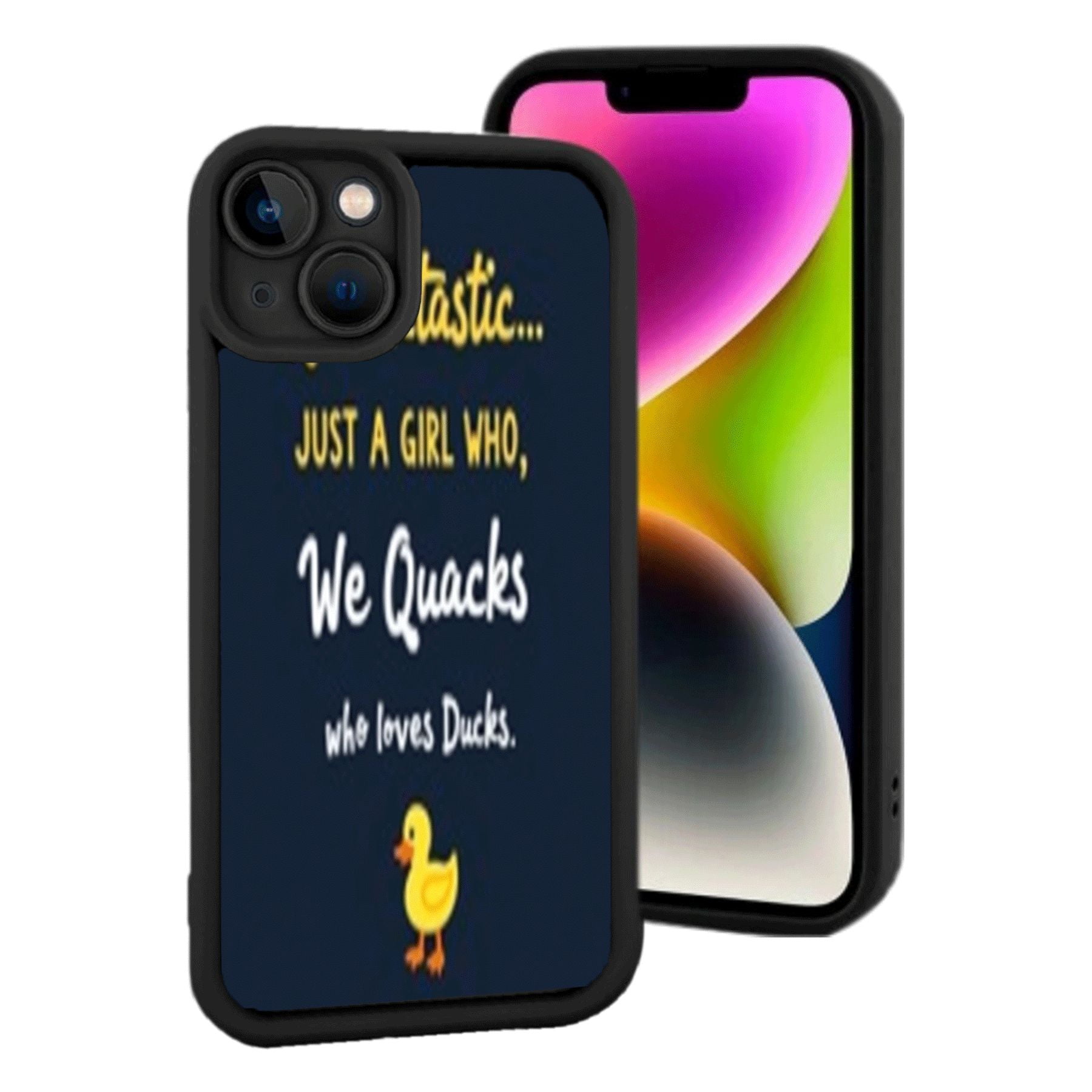 Lightweight iPhone 15 Case - Dark Blue Background Playful ' Just a Girl Who We Quacks Who Loves ...