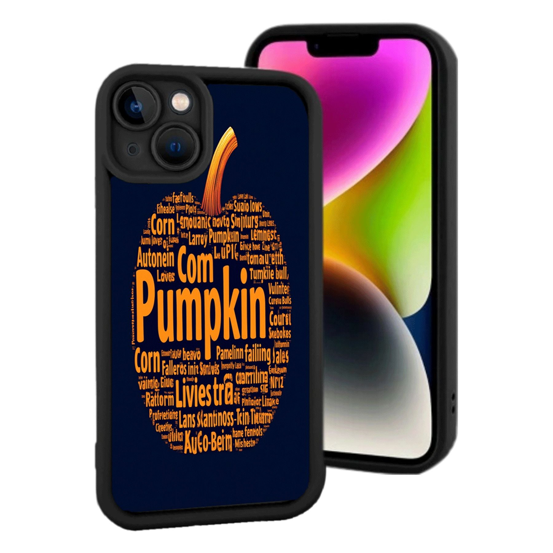 Lightweight iPhone 15 Case - Dark Blue Background with Bold Orange ...