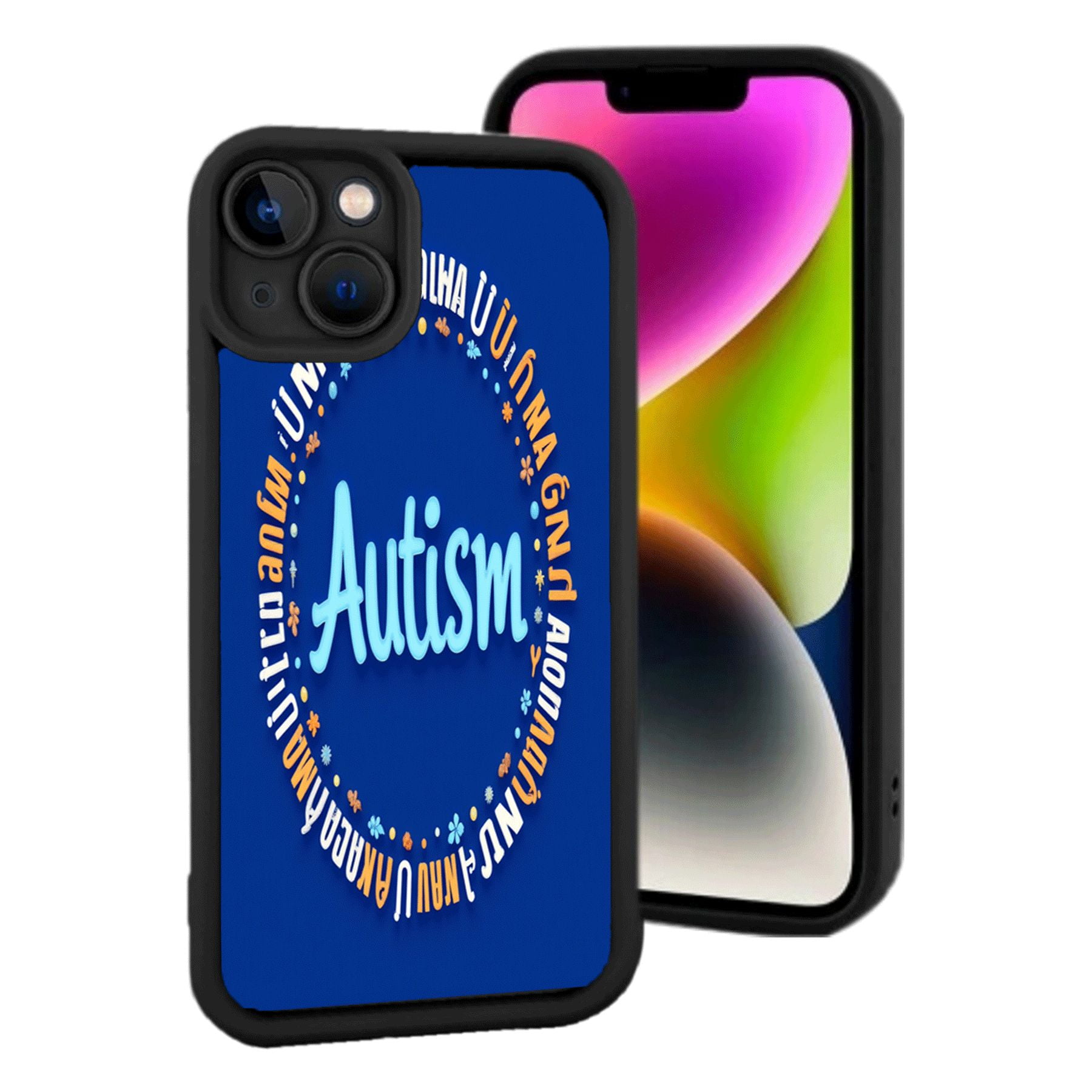Lightweight iPhone 15 Case - Dark Blue Background with Circular Design ...
