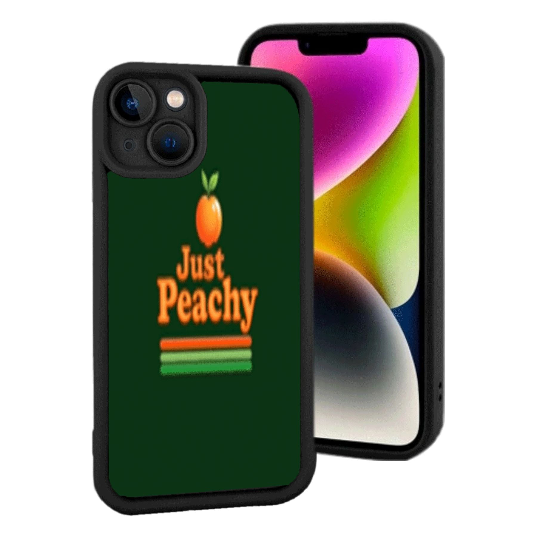 Lightweight iPhone 15 Case - Dark Green Background with Vibrant Orange ...