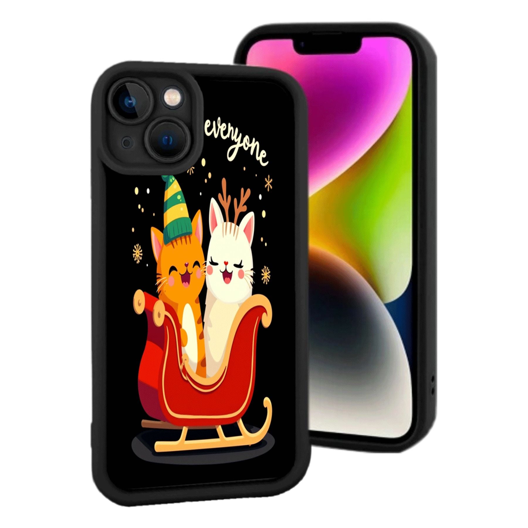Lightweight iPhone 15 Case - Festive Cartoon Animals in Sleigh Design ...