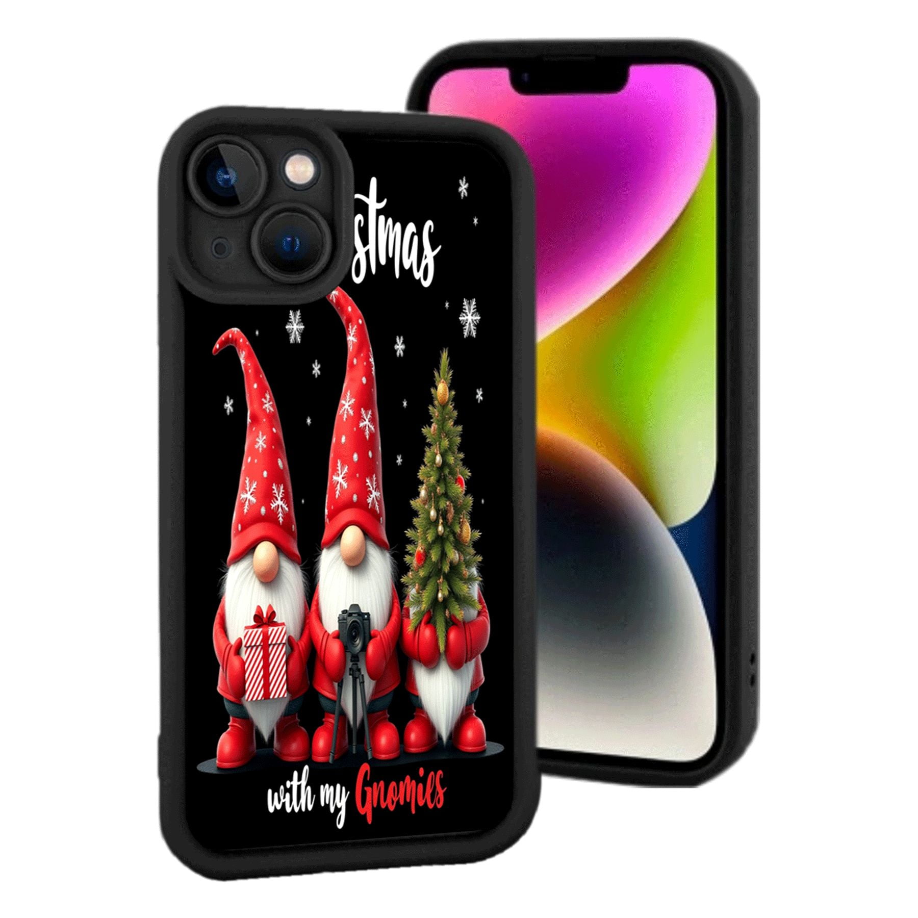Lightweight iPhone 15 Case - Festive Design with Red Hats & Gifts ...