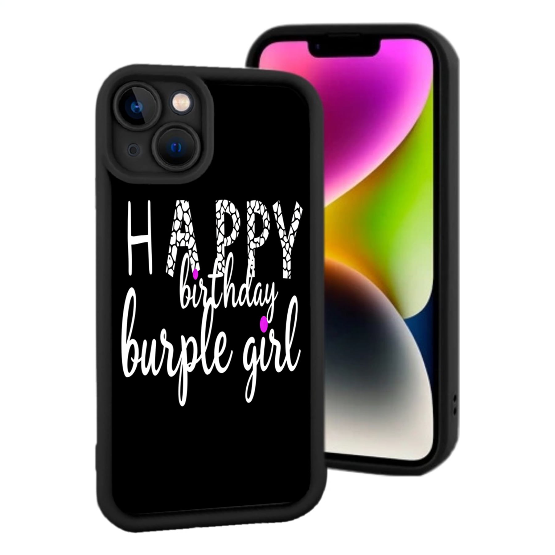 Lightweight iPhone 15 Case - Happy Birthday Burple Girl Design Bold ...