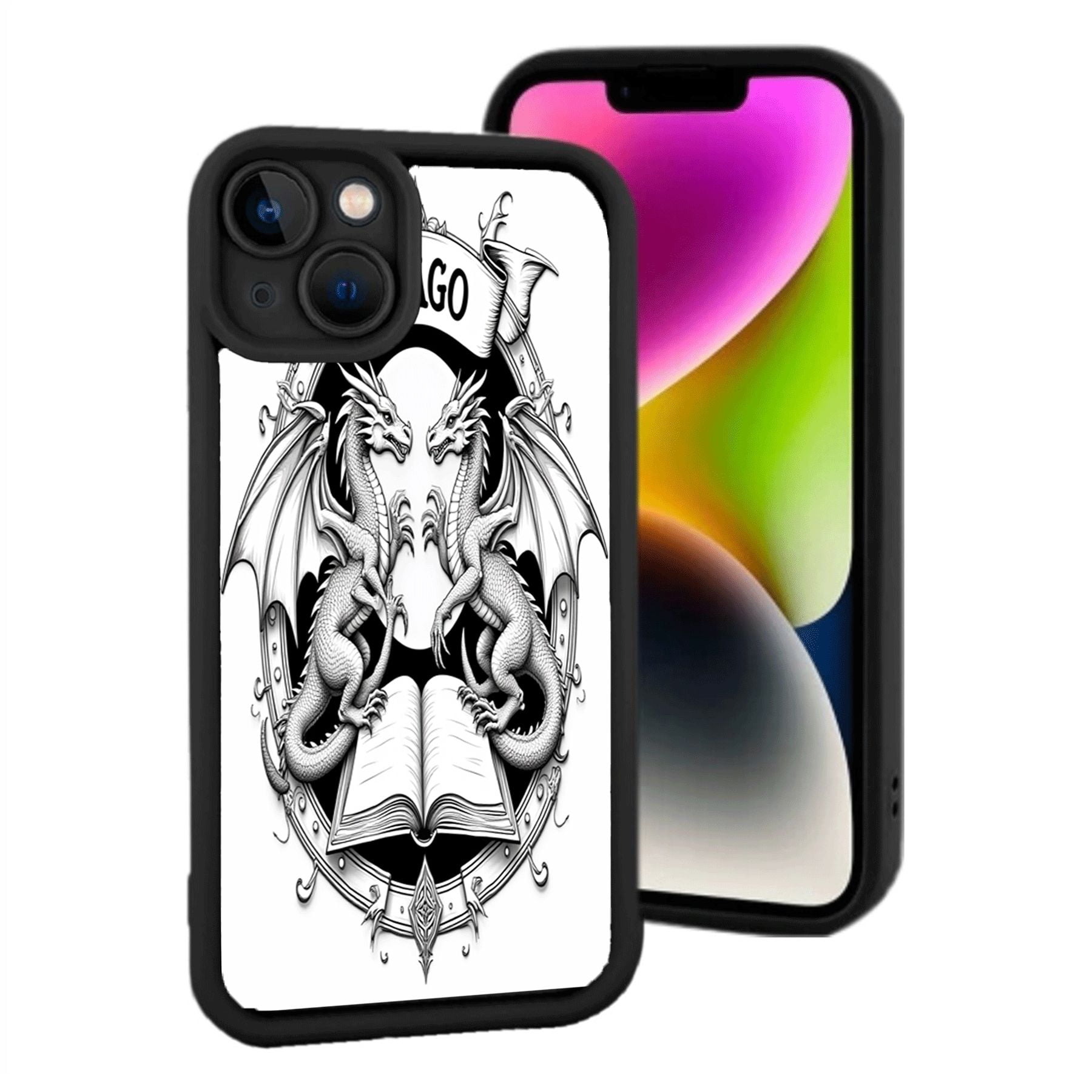Lightweight iPhone 15 Case - Intricate Black & White Dragon Design with ...