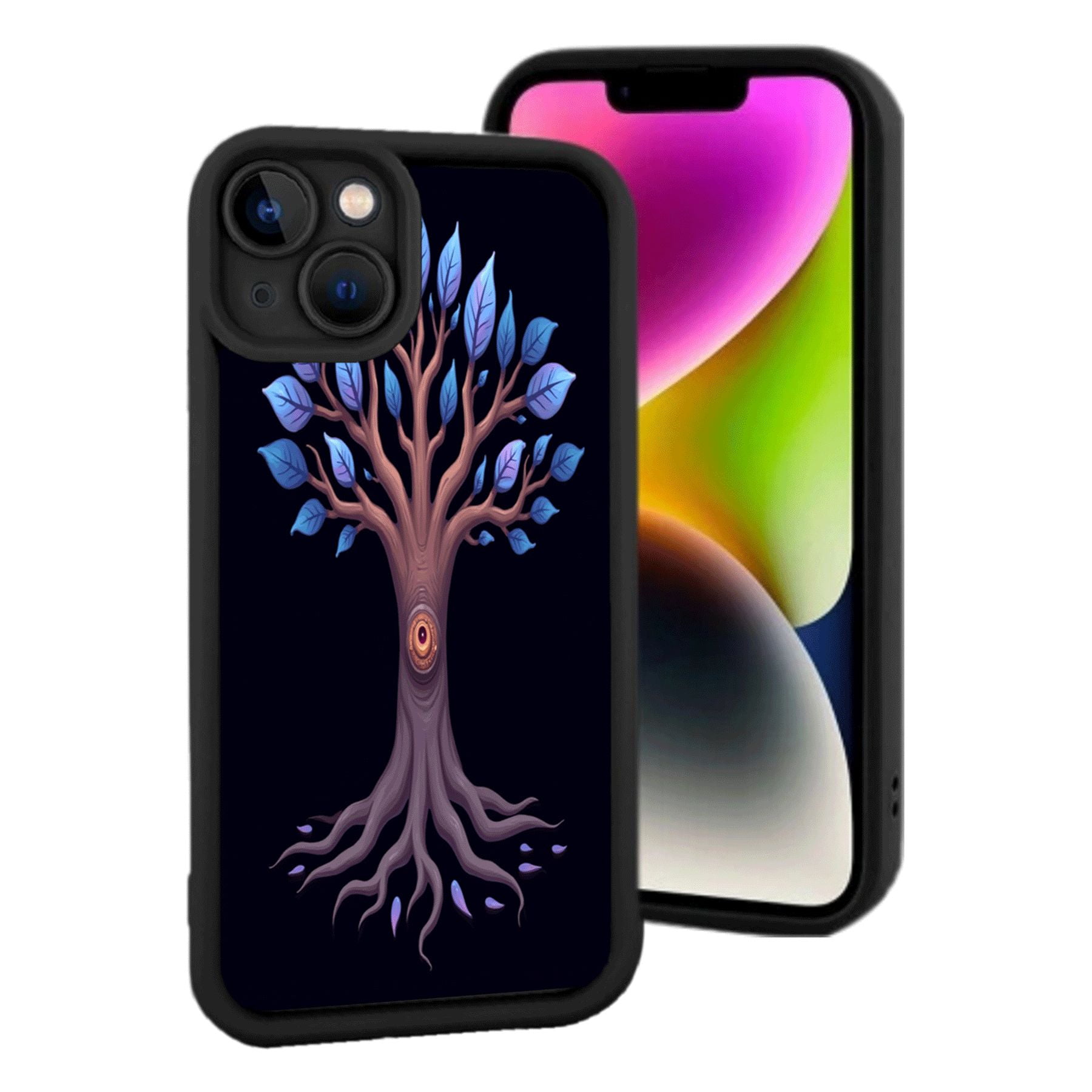 Lightweight iPhone 15 Case - Mystical Tree Design with Purple - Pink ...