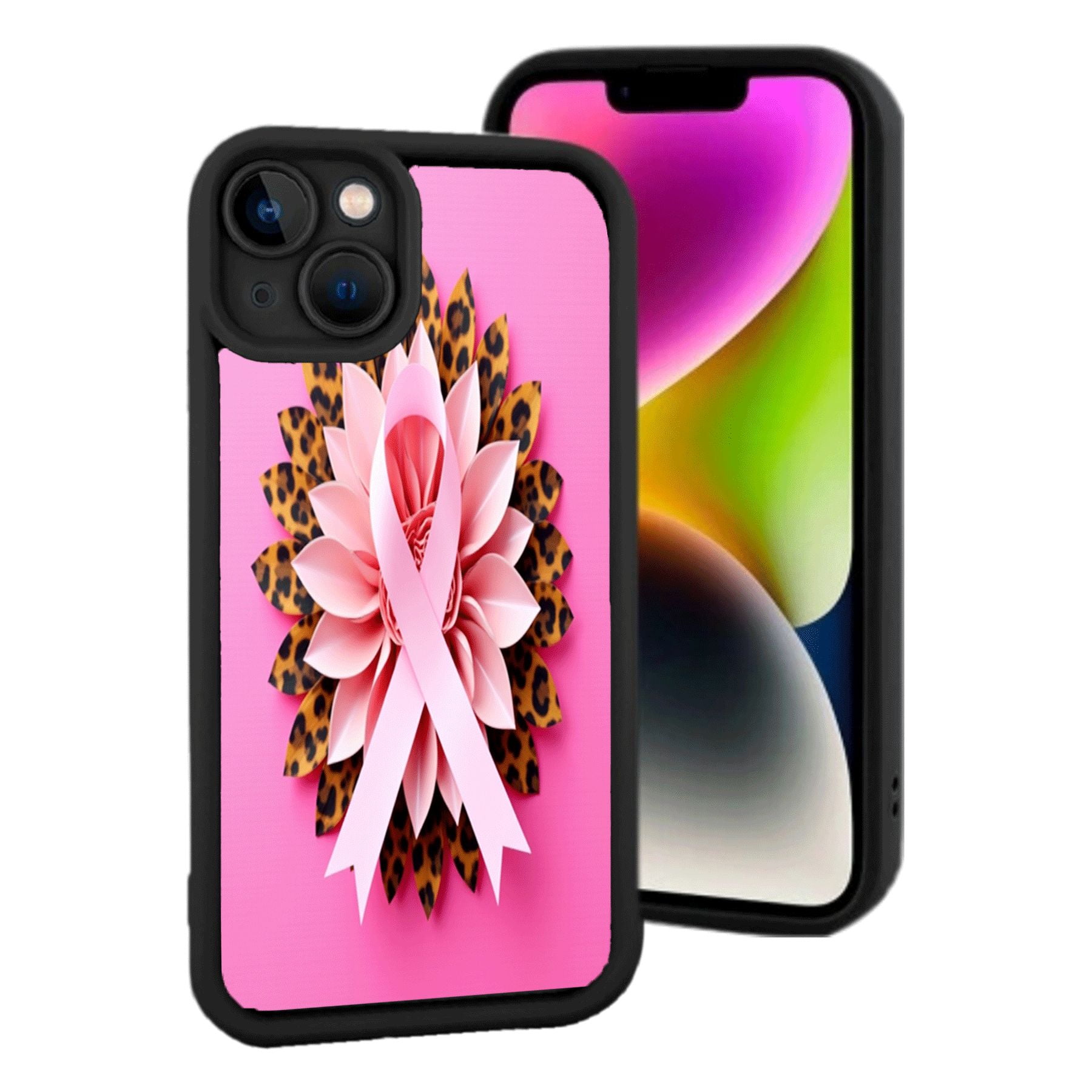 Lightweight iPhone 15 Case - Vibrant Pink Background with Intricate ...