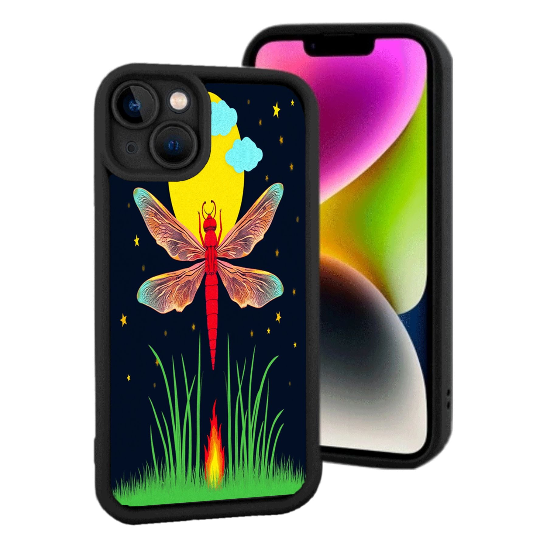 Lightweight iPhone 15 Case - Whimsical Red Dragonfly Design with ...
