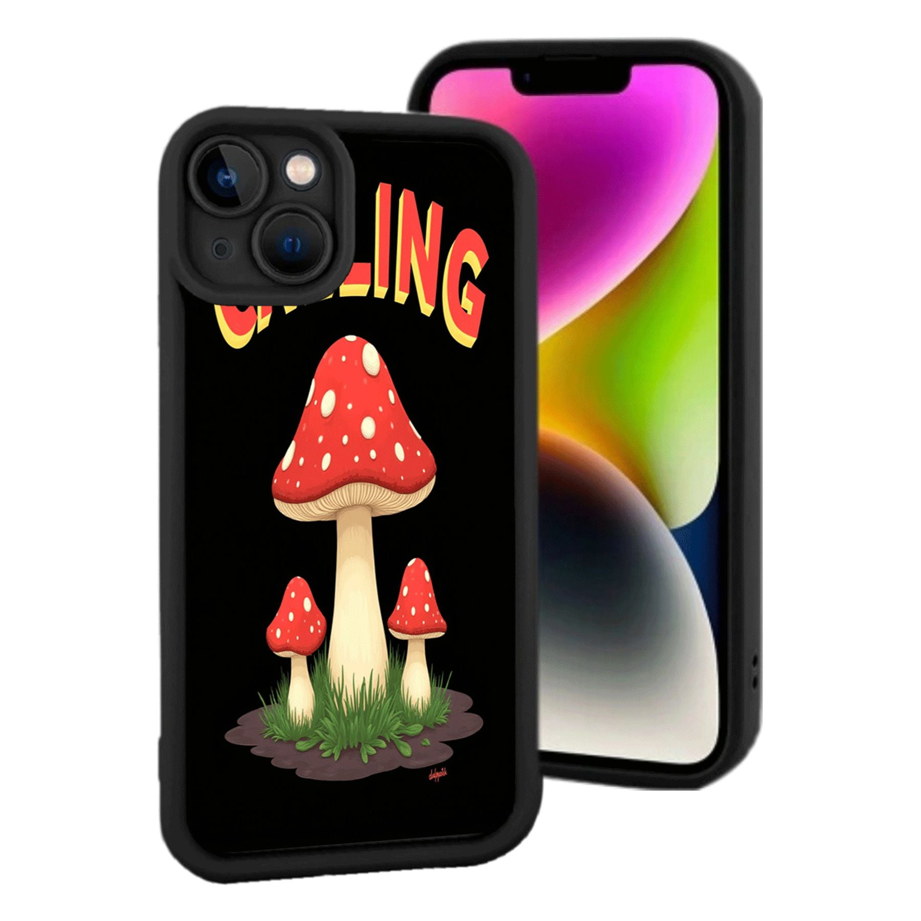 Lightweight iPhone 15 Case - Whimsical Red Mushroom Design with White ...