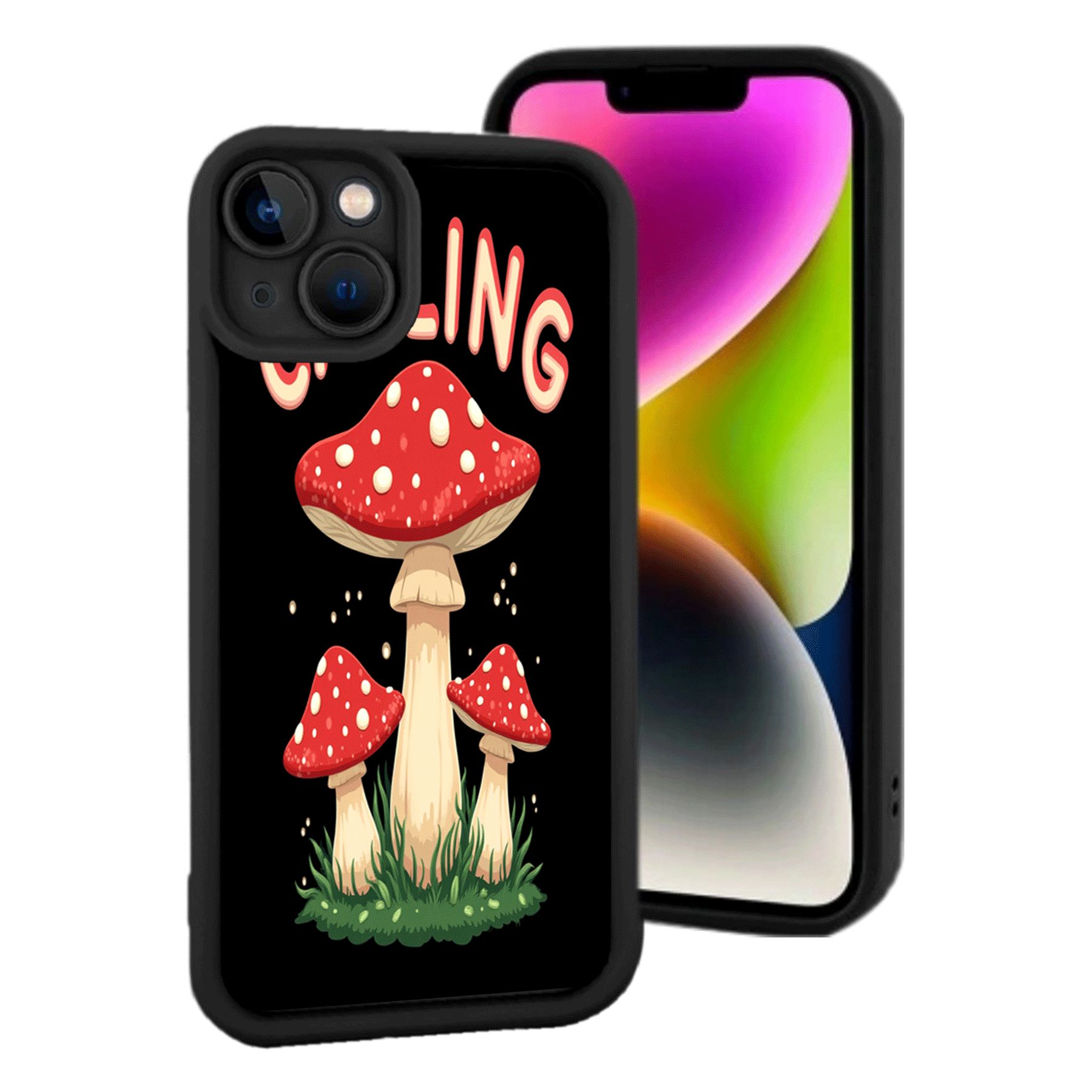 Lightweight iPhone 15 Case - Whimsical Red Mushrooms with White Spots ...