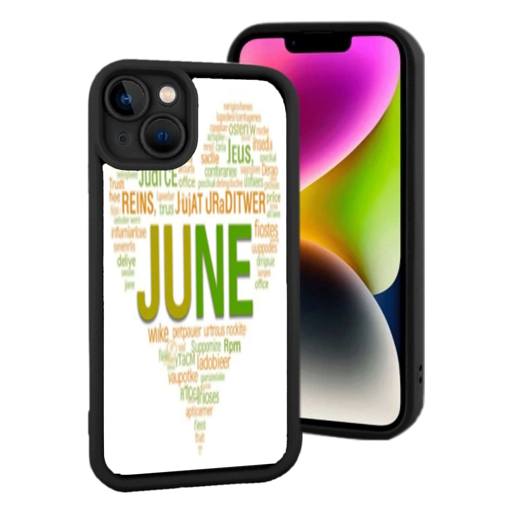 Lightweight iPhone 15 Case with Heart - Shaped Word Cloud Design ...