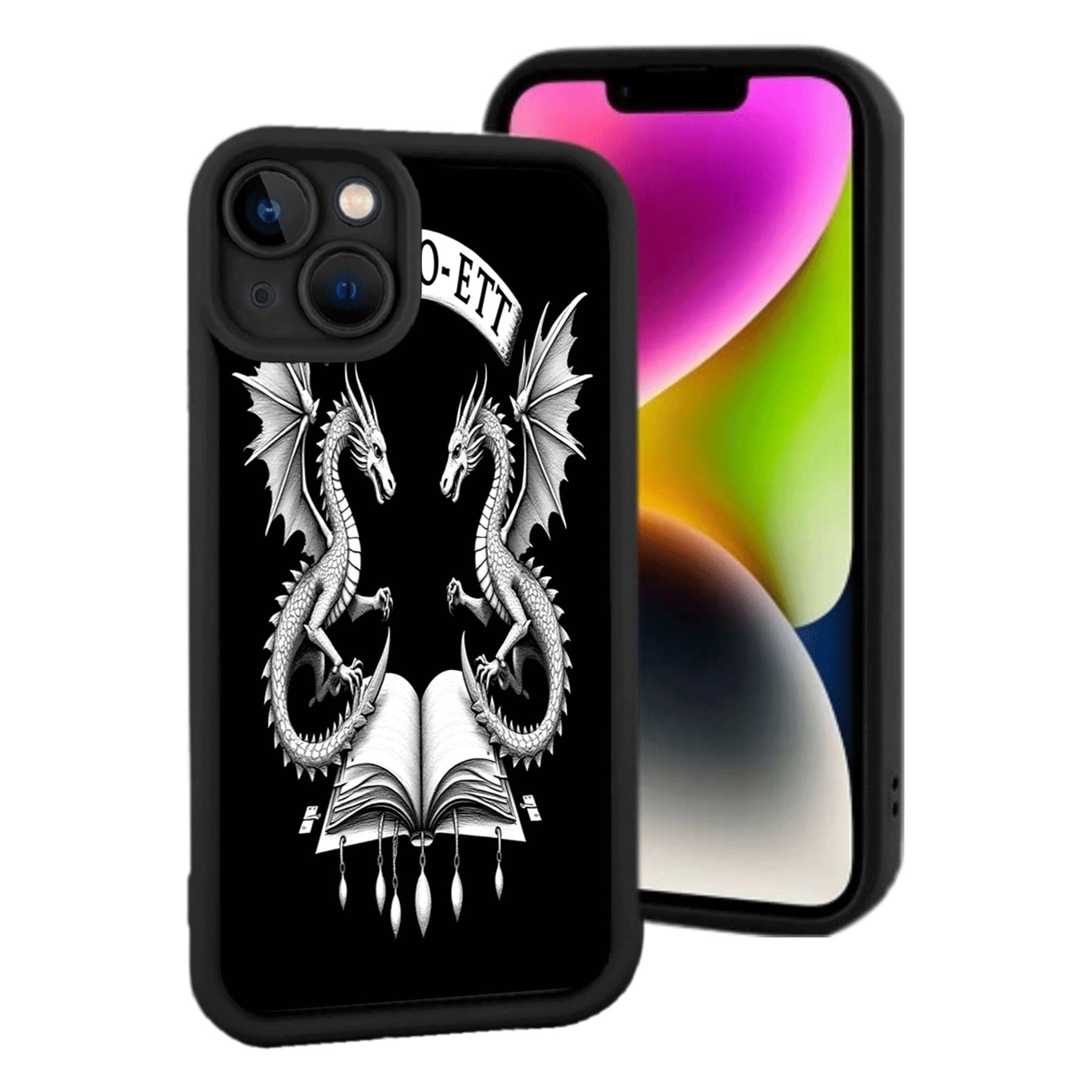Lightweight iPhone 15 Case with Intricate Intertwined Dragons & Open ...