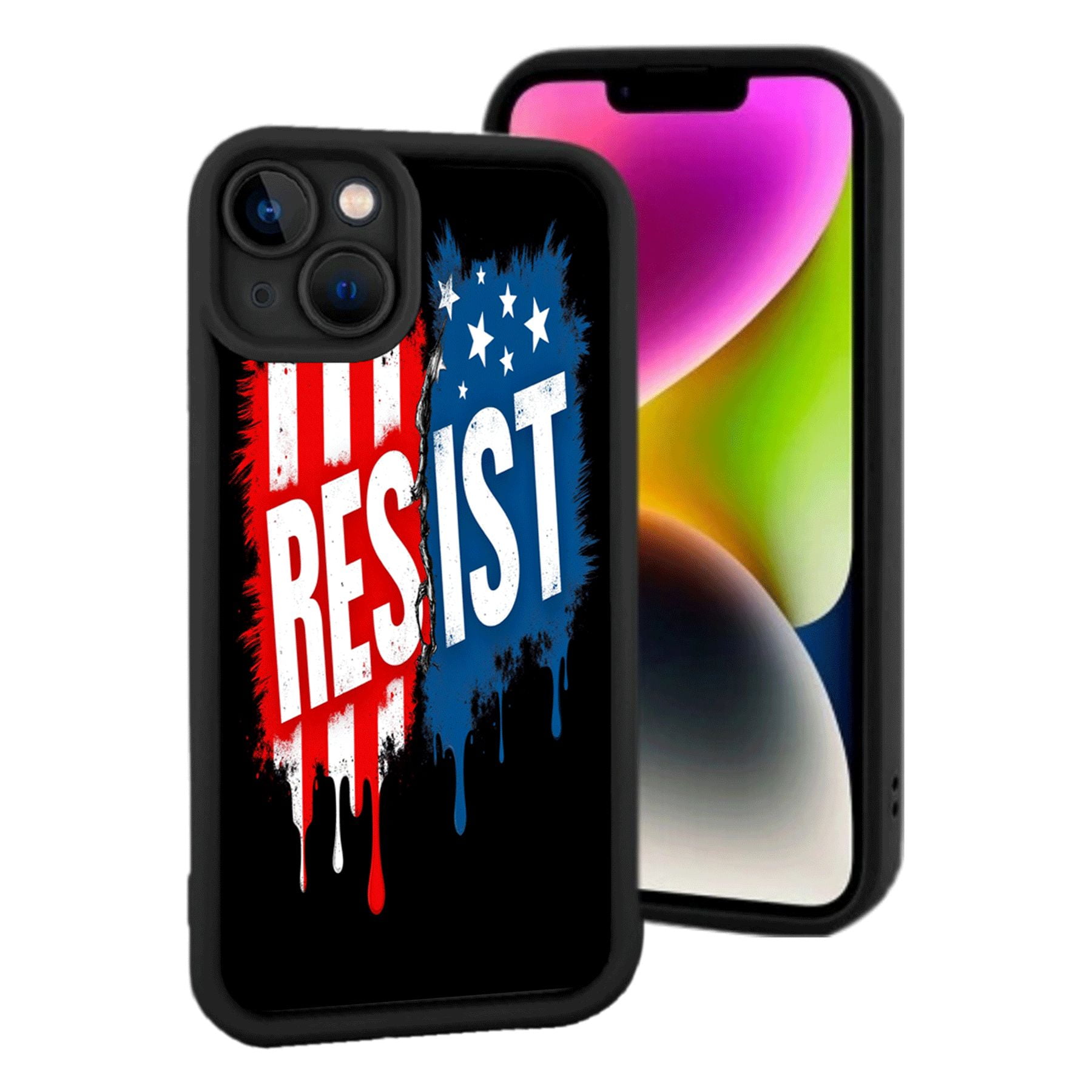 Lightweight iPhone 15 Phone Case - Bold ' RESIST ' Design with Dripping ...