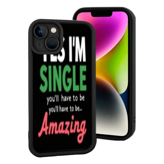 Lightweight iPhone 15 Phone Case - Bold ' YES I'm SINGLE ' Design with ...