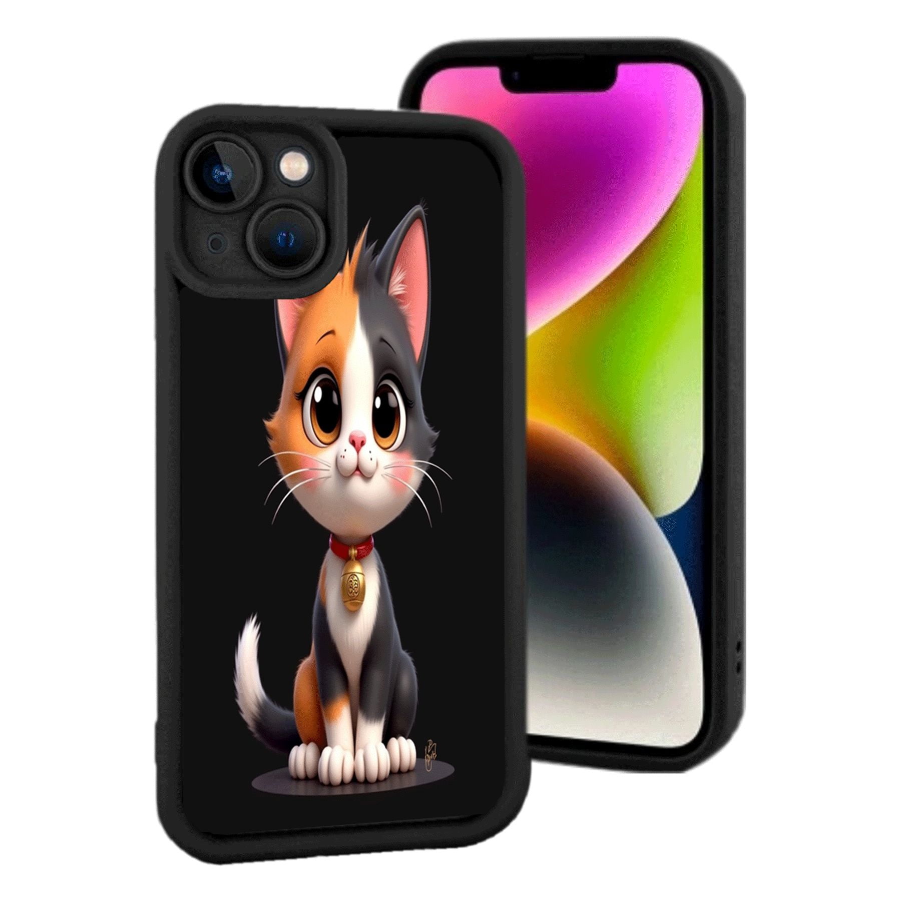Lightweight iPhone 15 Phone Case - Cartoon Cat Design with Expressive ...