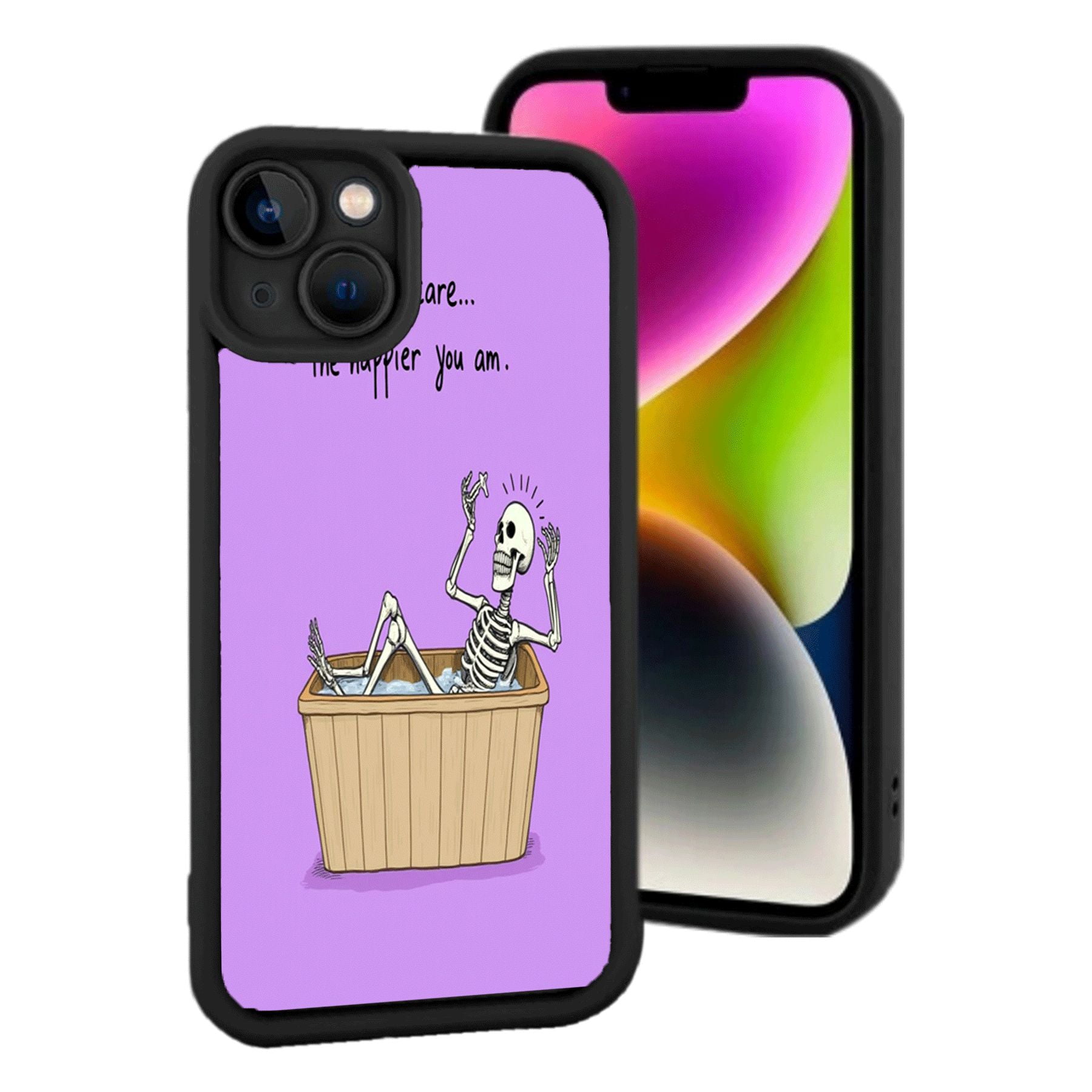 Lightweight iPhone 15 Phone Case - Cartoon Skeleton in Bathtub Design ...