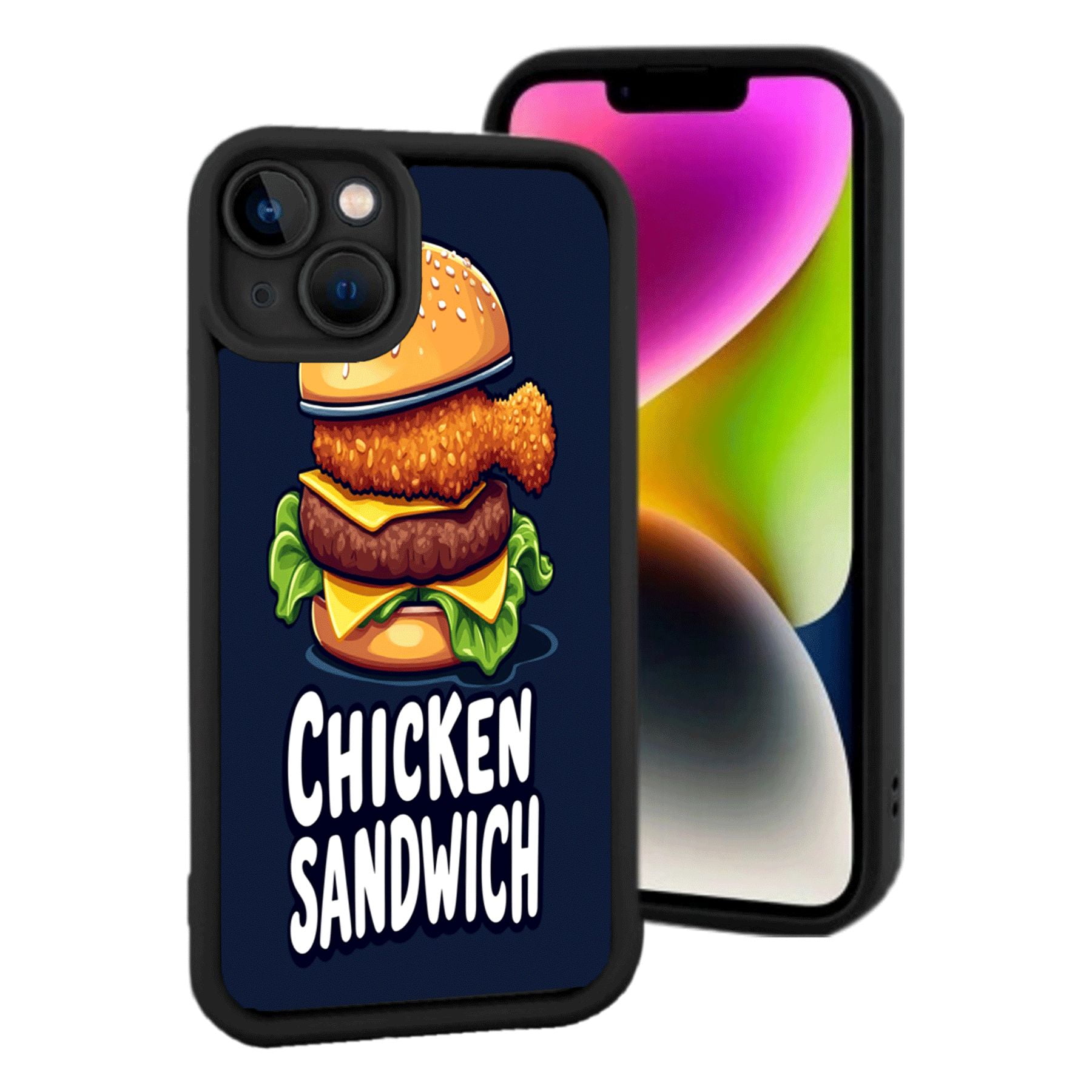 Lightweight iPhone 15 Phone Case - Colorful Hamburger & Chicken ...