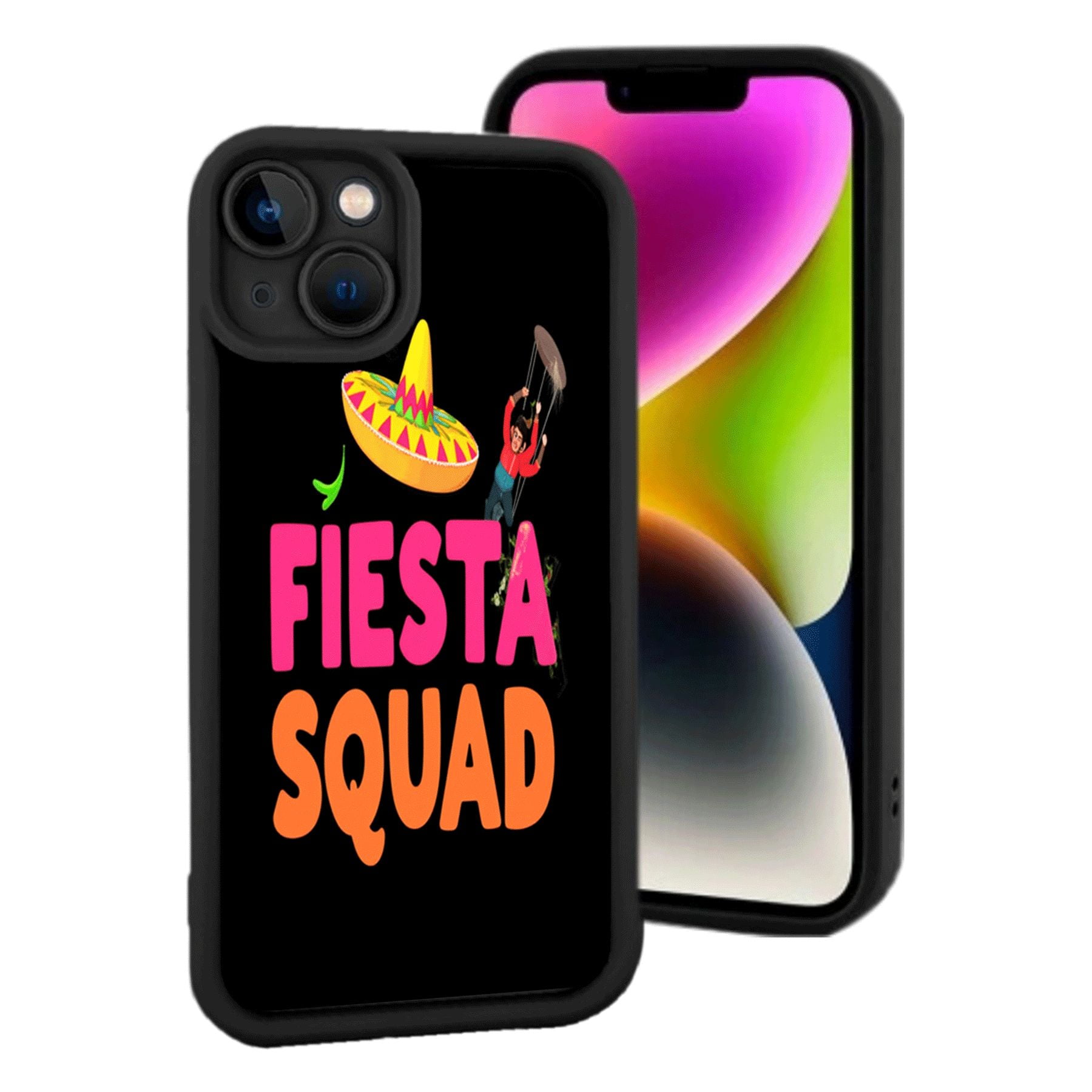 Lightweight iPhone 15 Phone Case - Colorful Squad Design with Sombrero ...