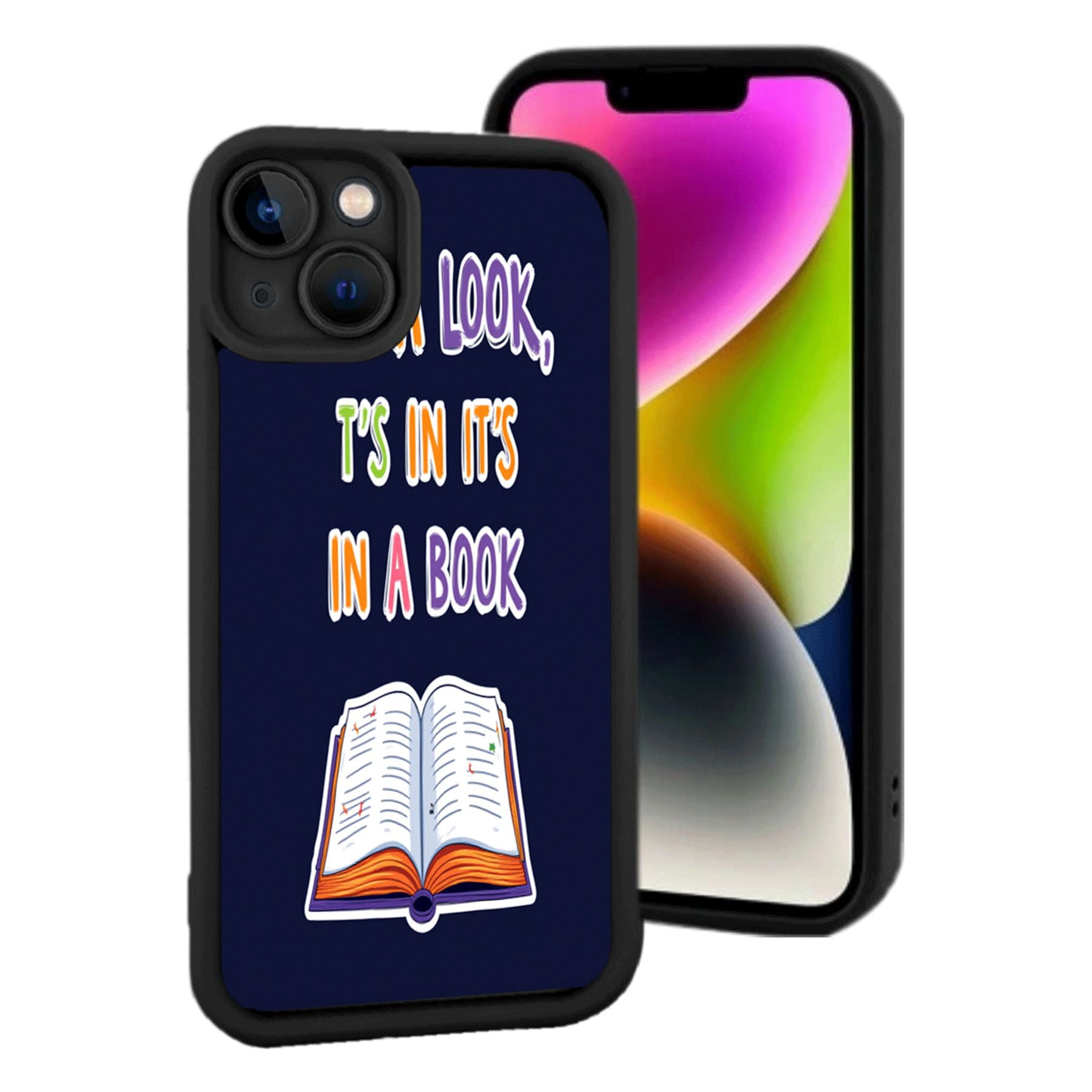 Lightweight iPhone 15 Phone Case - Dark Blue Background with Colorful ...