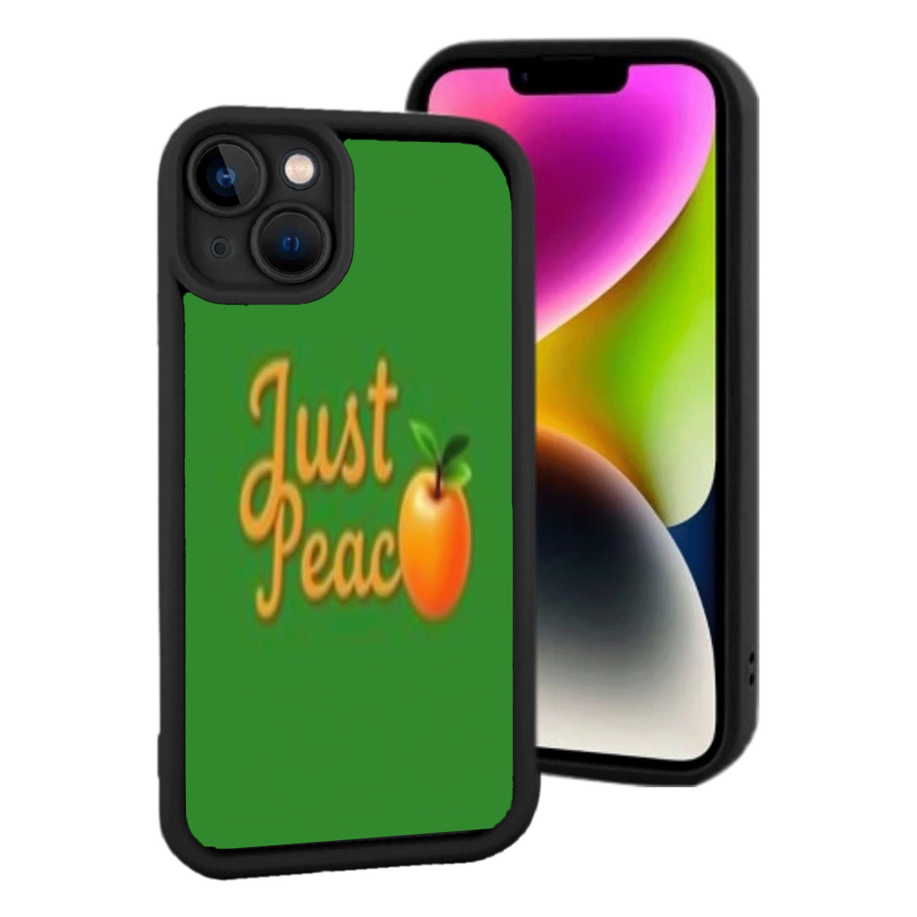 Lightweight iPhone 15 Phone Case - Playful Orange Fruit Design on Green ...