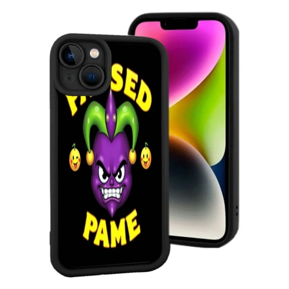 Lightweight iPhone 15 Phone Case - Purple Cartoon Character with Jester Hat Fierce Expression ...