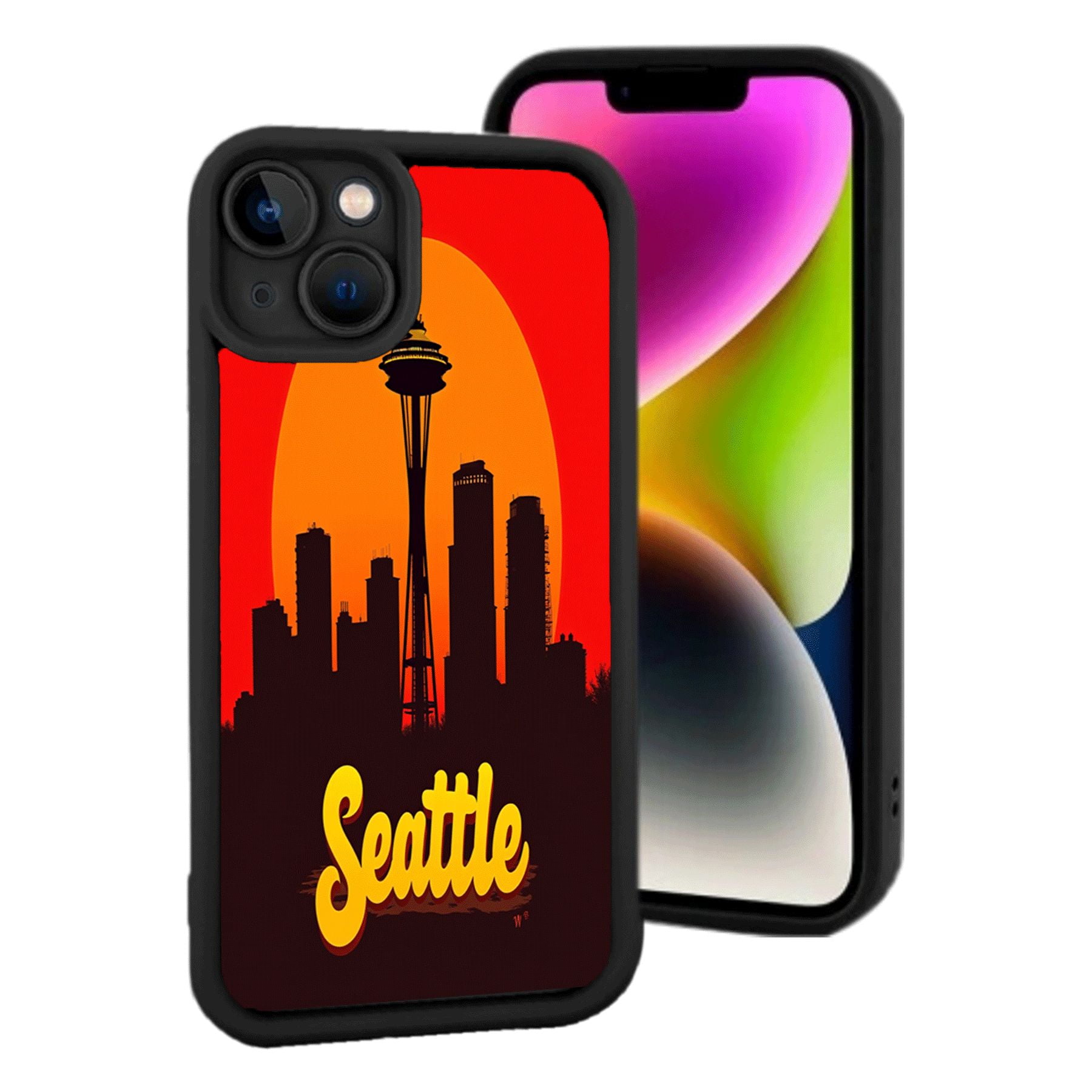 Lightweight iPhone 15 Phone Case - Seattle Skyline Silhouette with ...