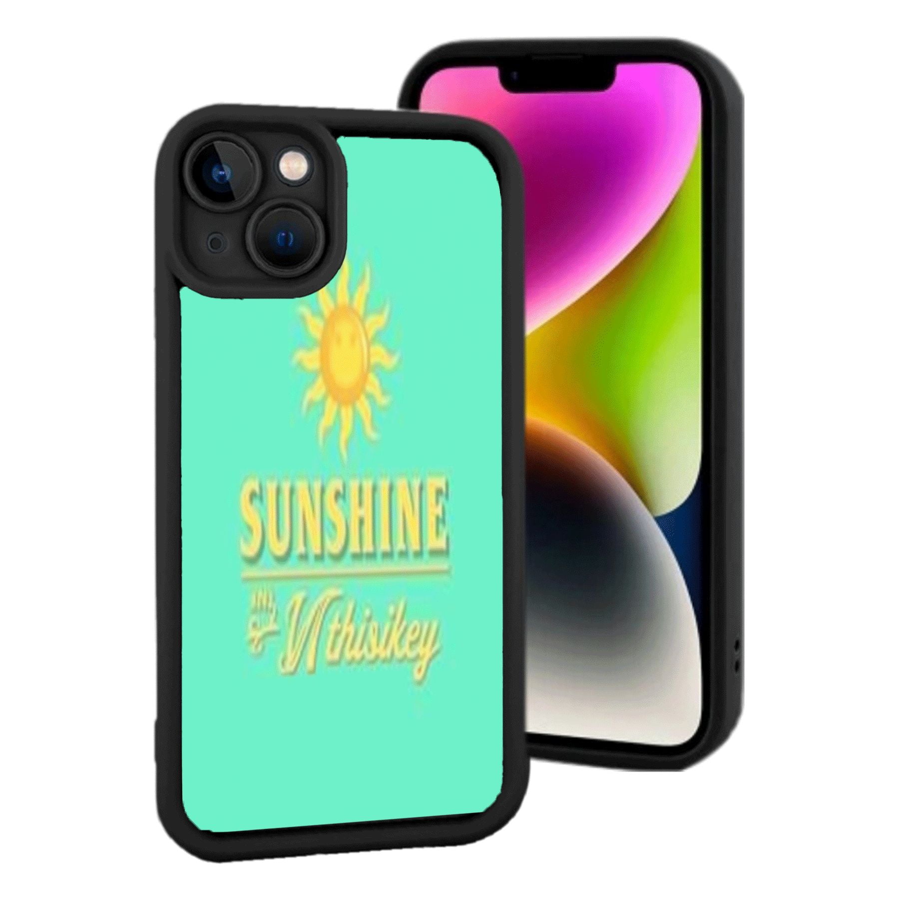 Lightweight iPhone 15 Phone Case - Turquoise Background with Bold ...