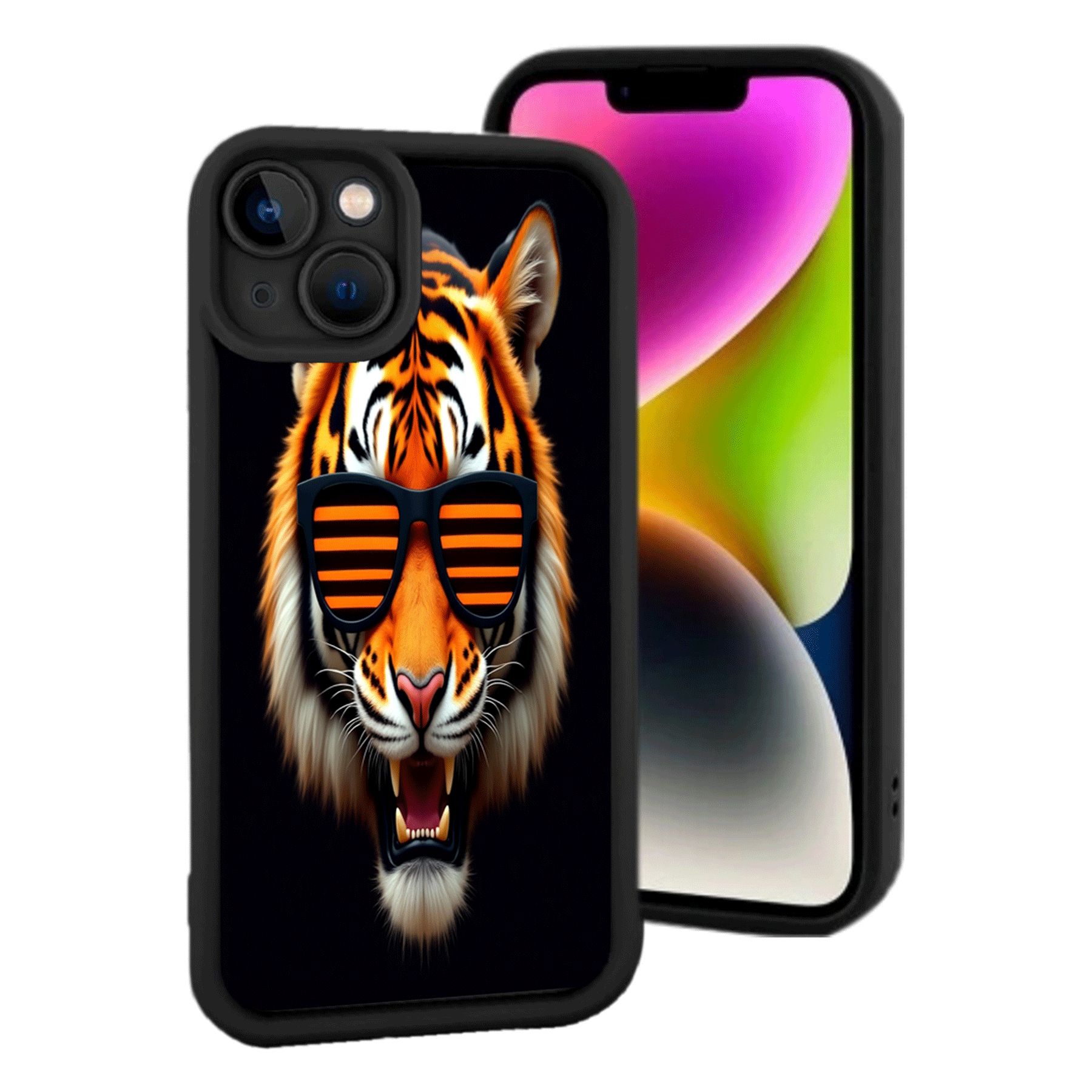 Lightweight iPhone 15 Phone Case - Vibrant Tiger with Sunglasses Design ...