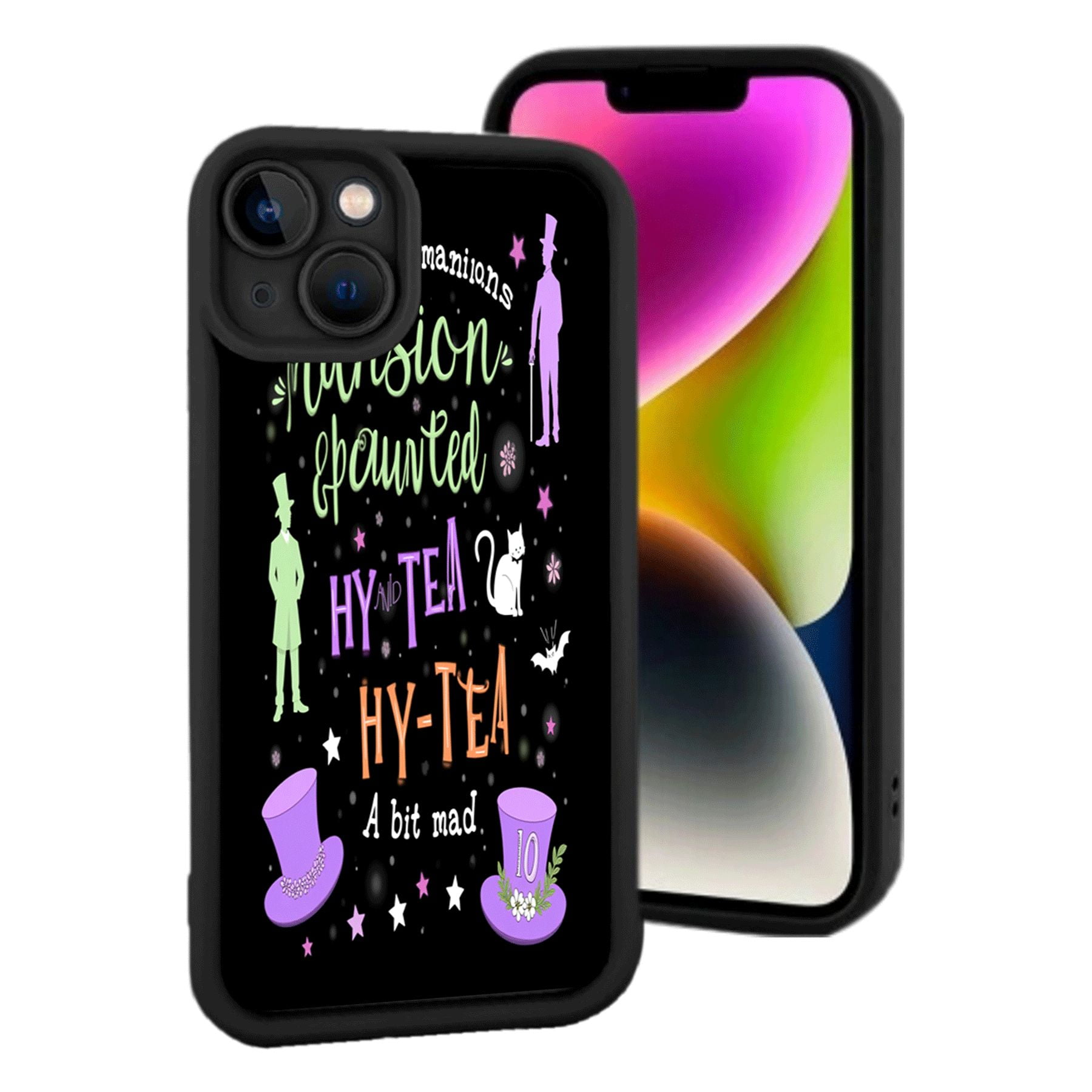 Lightweight iPhone 15 Phone Case - Whimsical Black Background with ...