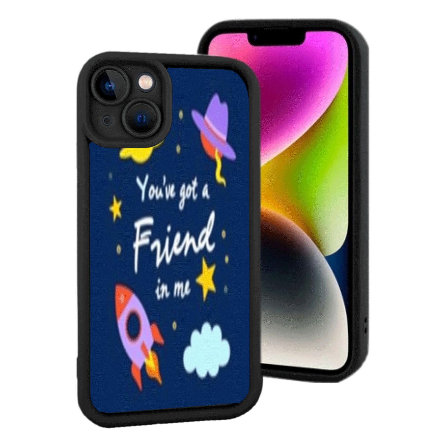 Lightweight iPhone 15 Phone Case - Whimsical Dark Blue Design with ...