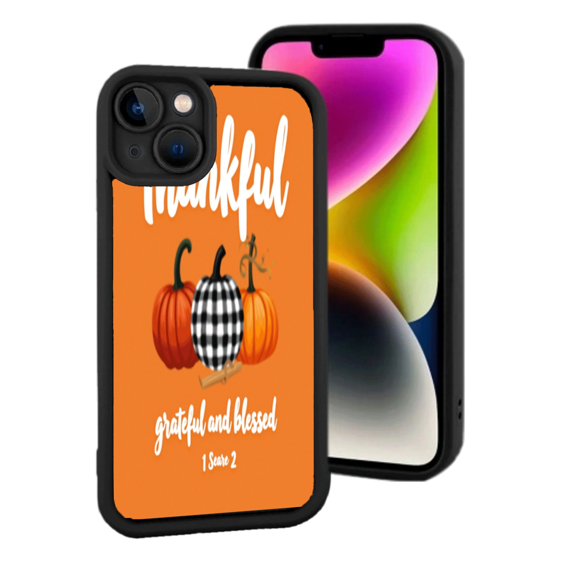 Lightweight iPhone 15 Phone Case with Black Border Orange Background ...