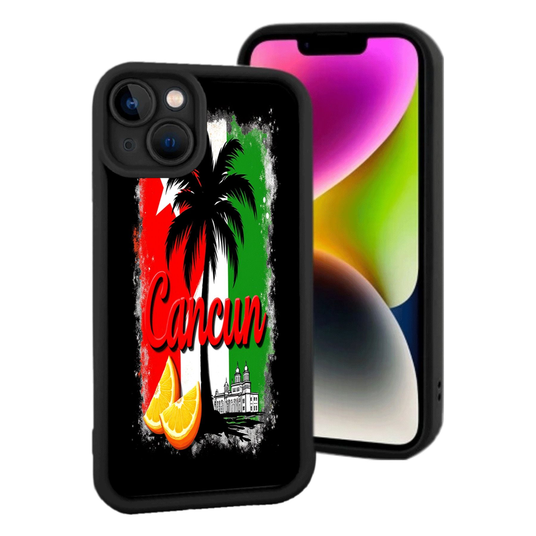 Lightweight iPhone 15 Phone Case with Cancun Design: Palm Tree Building ...