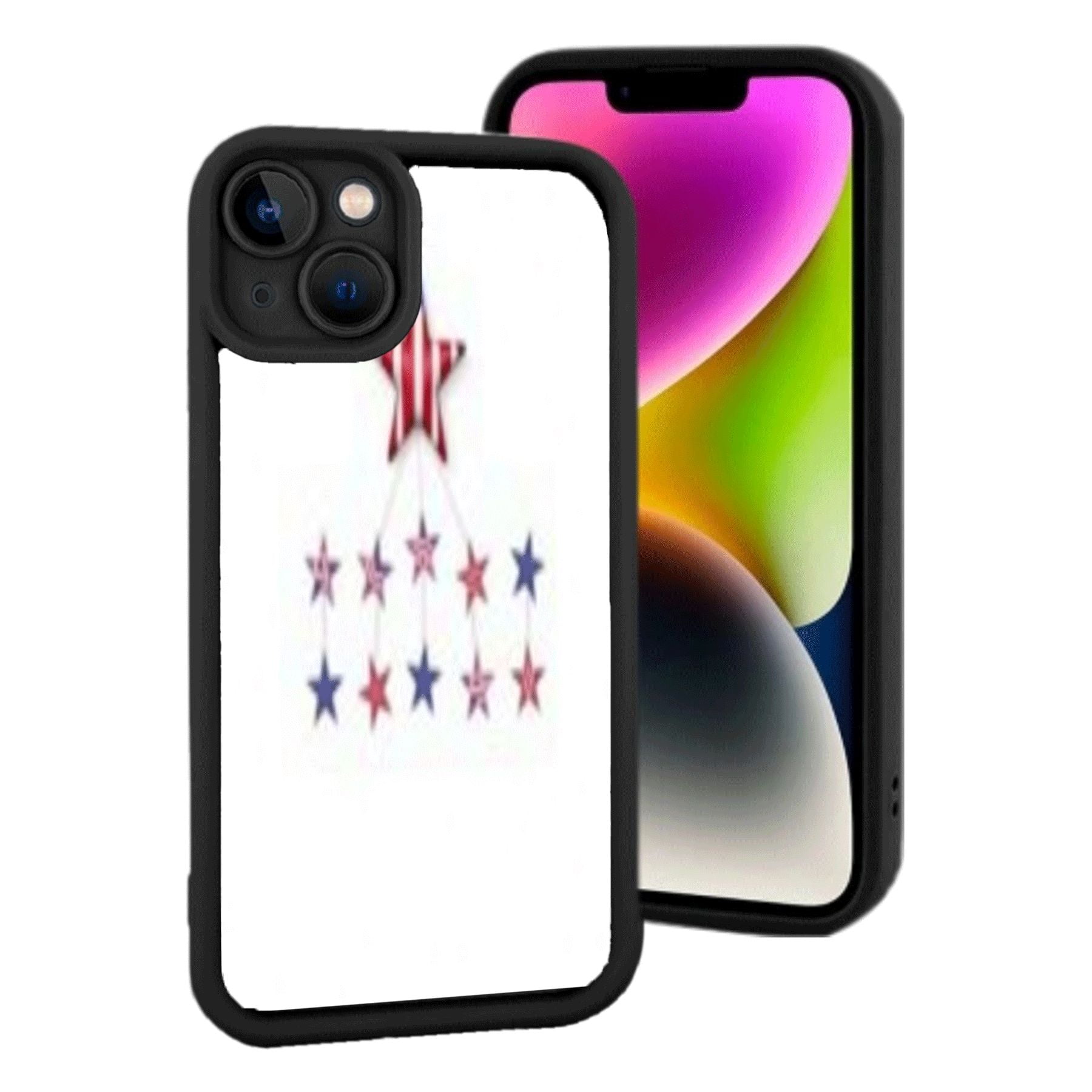 Lightweight iPhone 15 Phone Case with Triangular Star Design - Red Blue ...