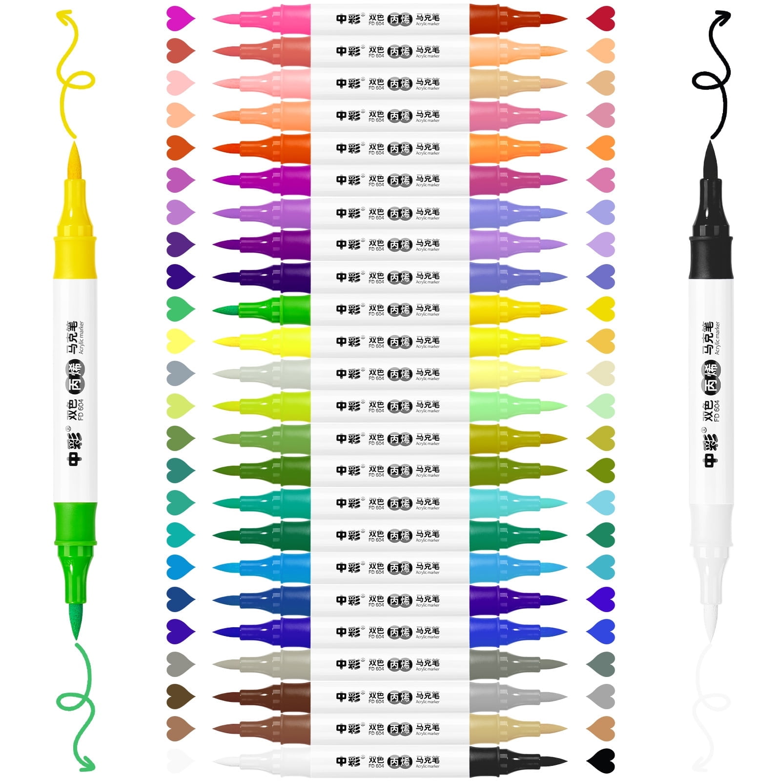 Lightwish 48 Colors Acrylic Paint Markers, Dual Tip Paint Pens for DIY ...