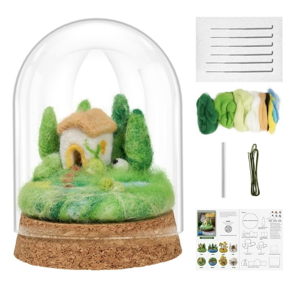Lightwish Needle Felting Kit with Wool Roving & Glass Dome, Seasonal ...