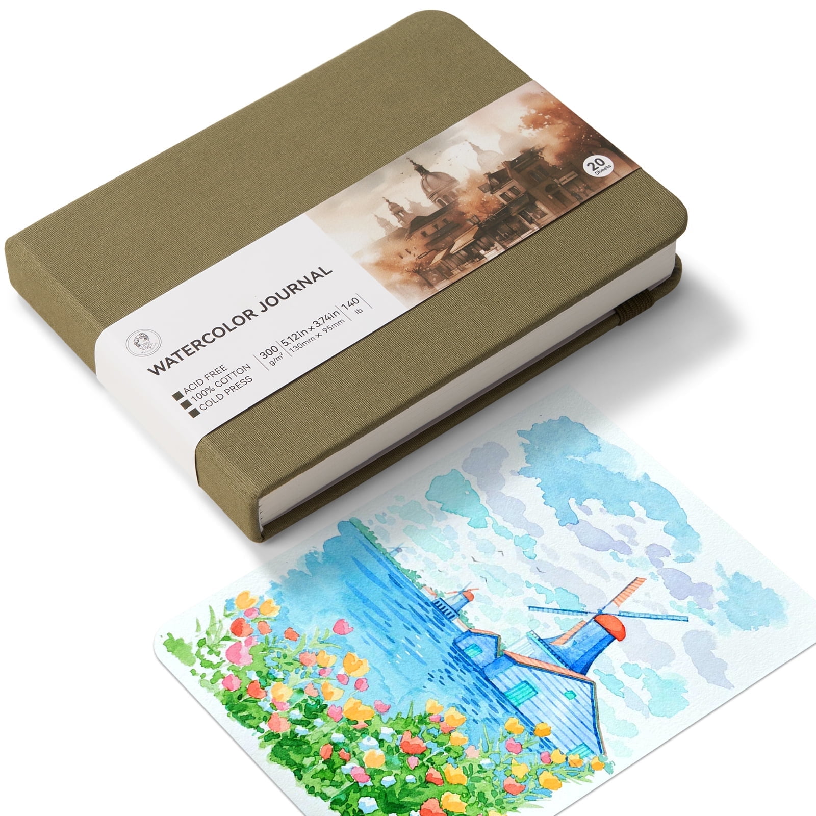Lightwish Watercolor Sketchbook, 100% Cotton Cold Pressed 140lb/300gsm ...