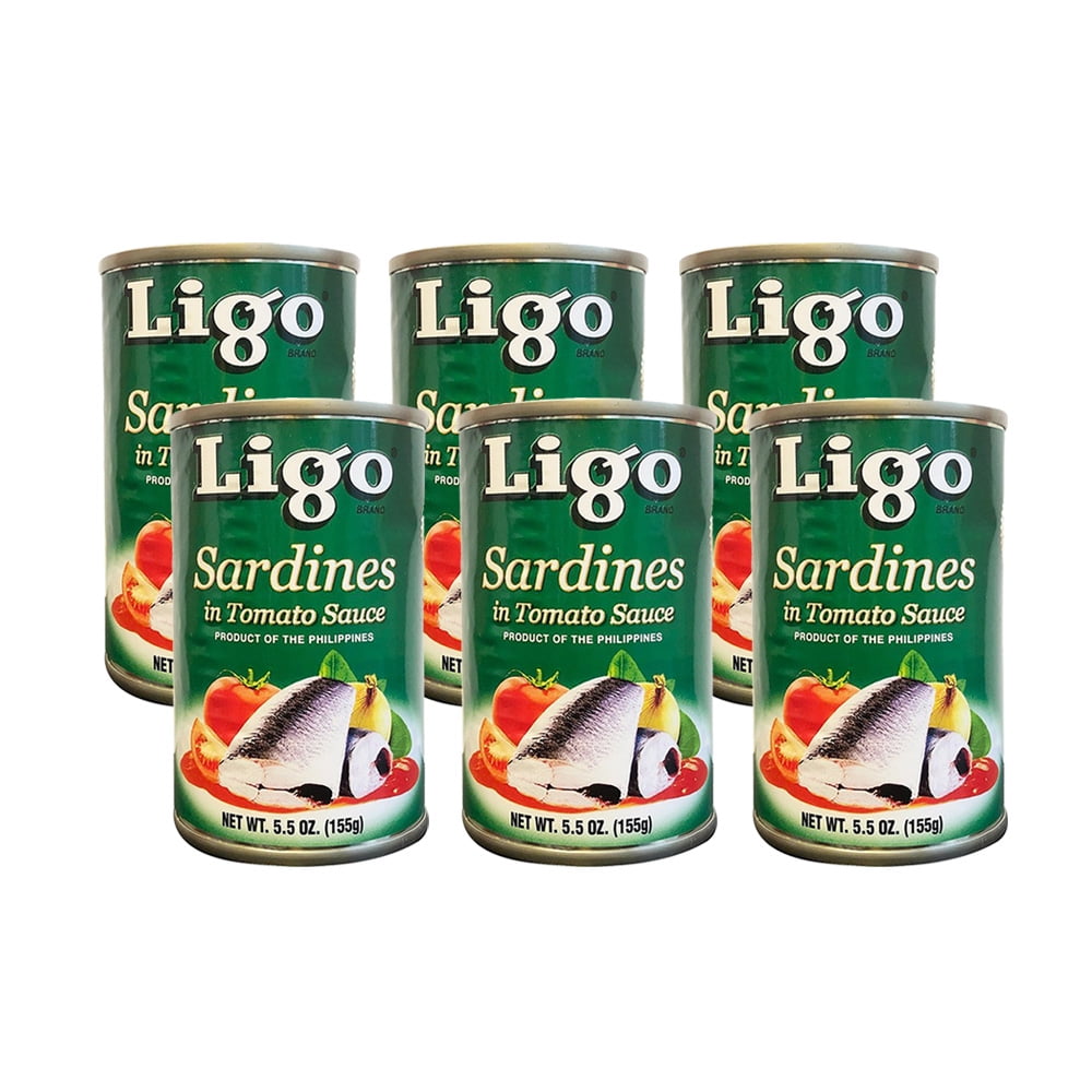 Ligo Sardines in Tomato Sauce 155g- 6 Cans - Walmart.com